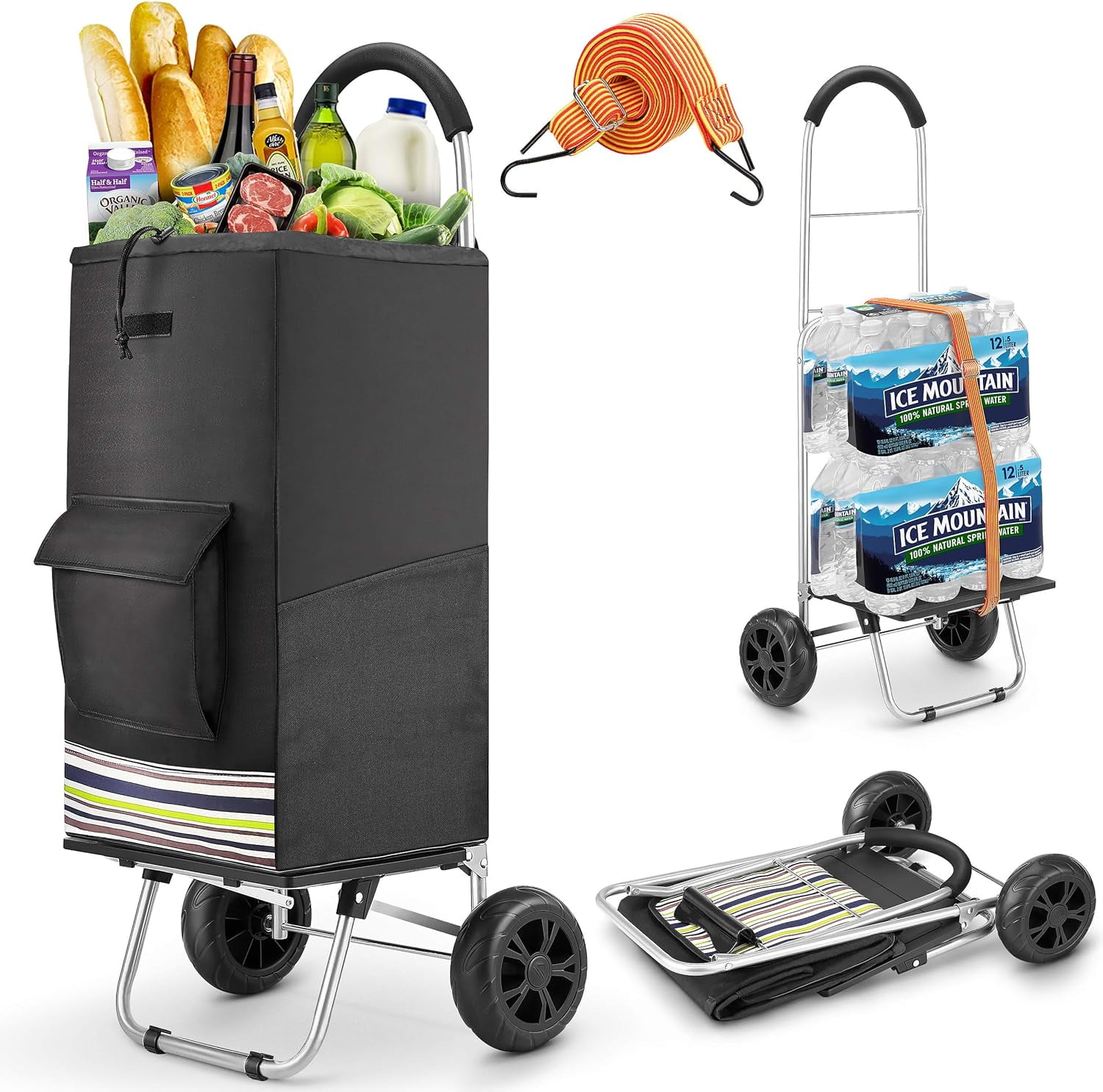 Shopping Cart, Single Wheel, Black - Walmart.com