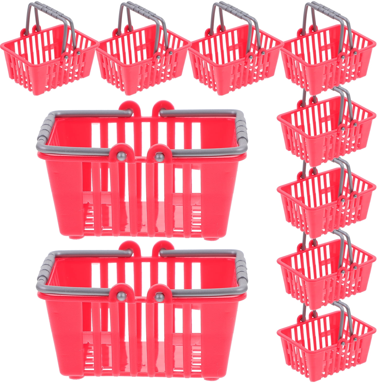 Shopping Cart Toys for Girls 40 Pcs Mini Basket Hamper Pretend Doll Red ...