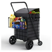 Lightweight Folding Shopping Cart with Waterproof Basket Liner & 360 ...