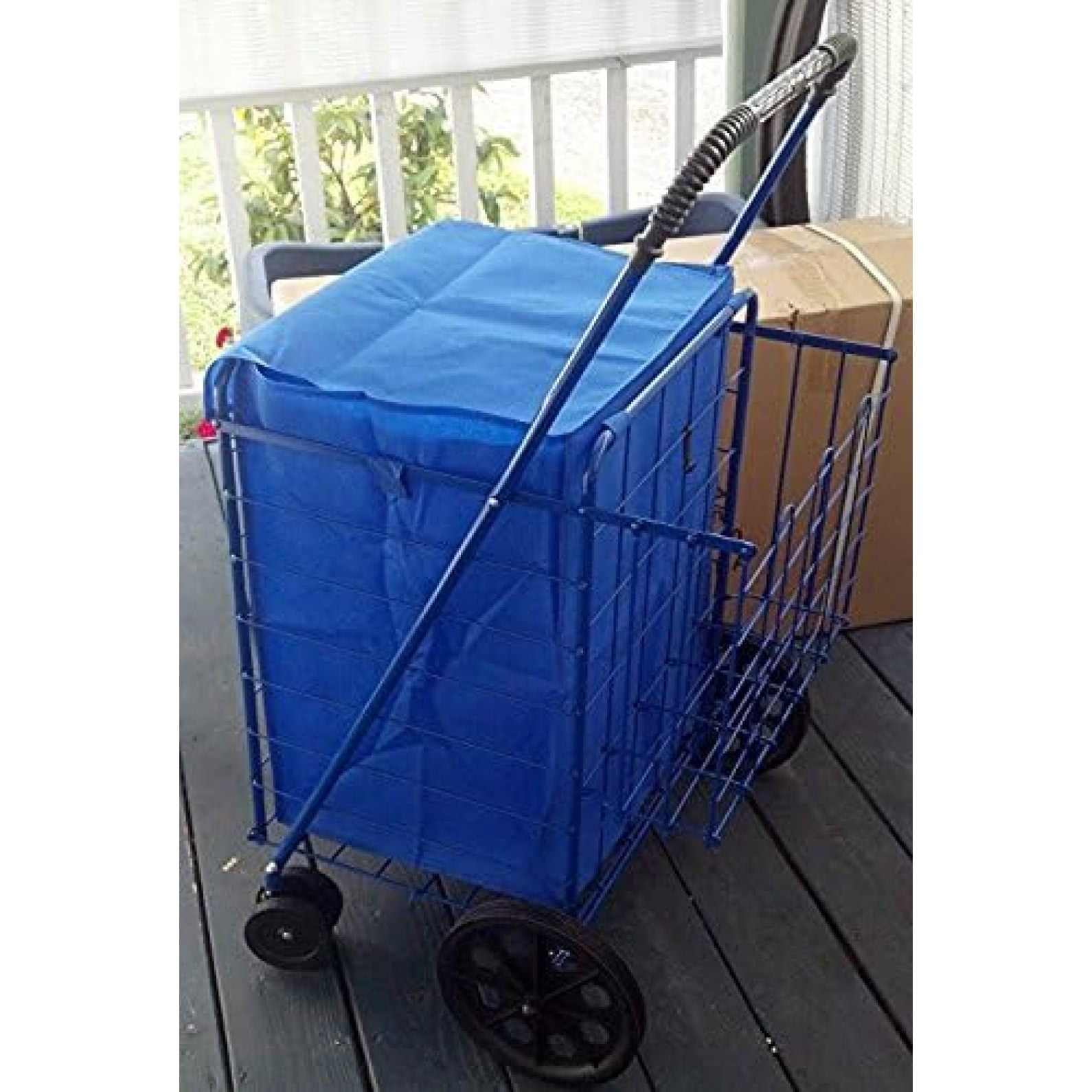 Shopping Cart with Double Basket and Liner with top cover Jumbo size Strong Frame swivel wheels ...