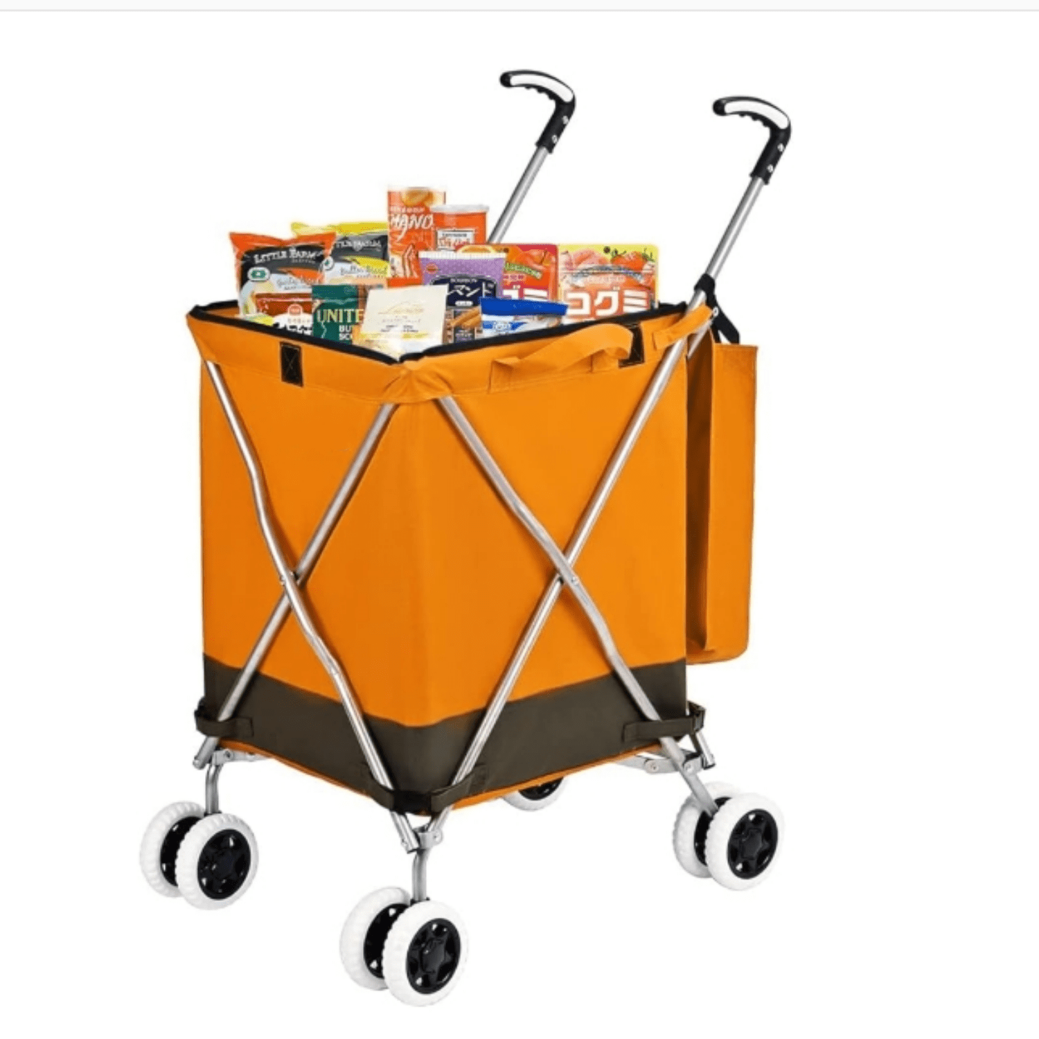 Shopping Carts for Groceries Foldable Rolling Trolley with 360° Double ...