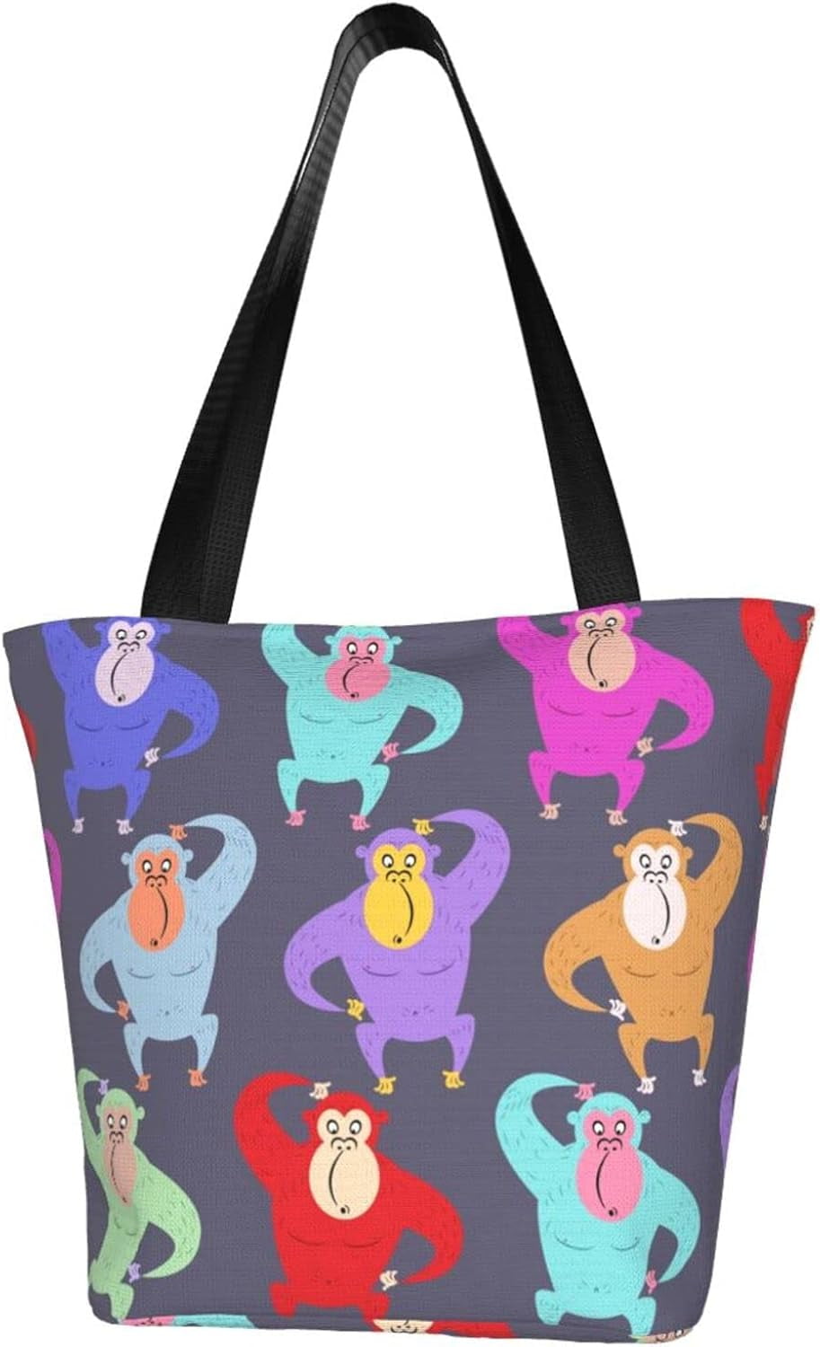 Shopping Tote Bags Rainbow Monkeys Women Girls Makeup Bag Book Bag ...