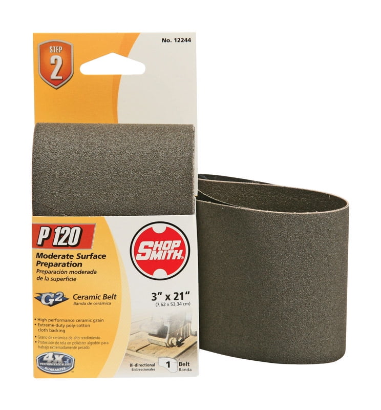 Shopsmith 21 in. L X 3 in. W Ceramic Sanding Belt 120 Grit Fine ...