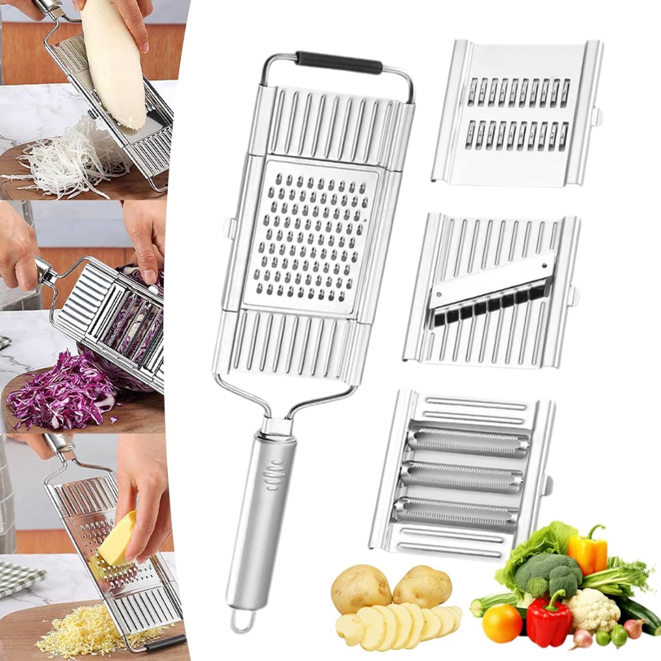Shoptice Vegetable Slicer, Multi Purpose Fruit & Vegetable Slicer, 4 in ...