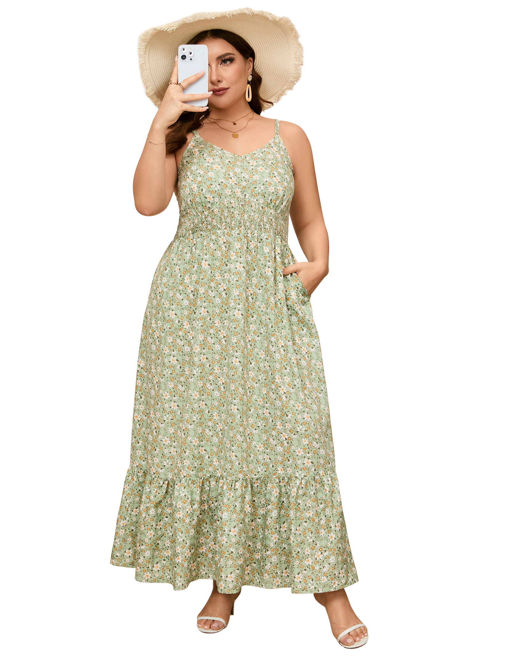 Shopwonder Women Plus Size Maxi Dress V Neck Spaghetti Strap Tiered ...