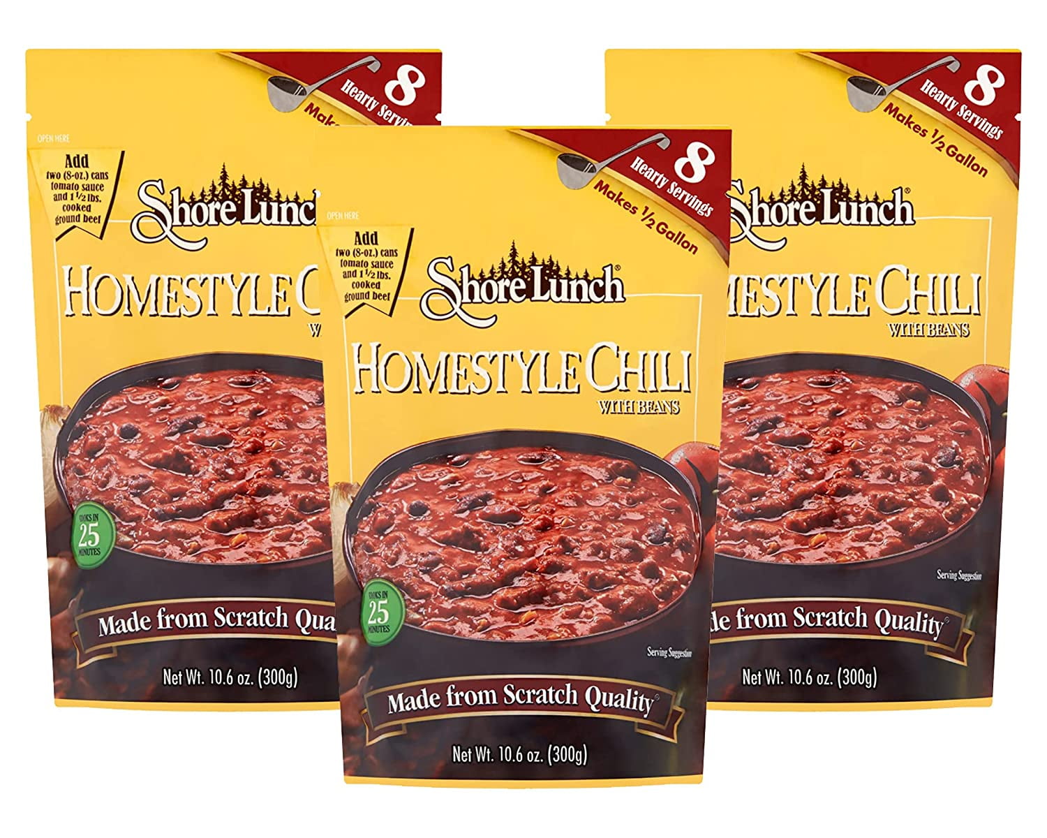 Shore Lunch Homestyle Chili with Beans, Blend of Beans & Savory Spices ...