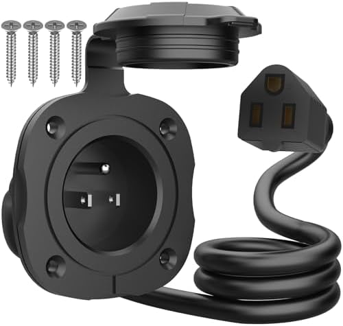 Shore Power Inlet Plug 15 Amp, 125V NEMA 5-15 AC Power Inlet Port Plug ...