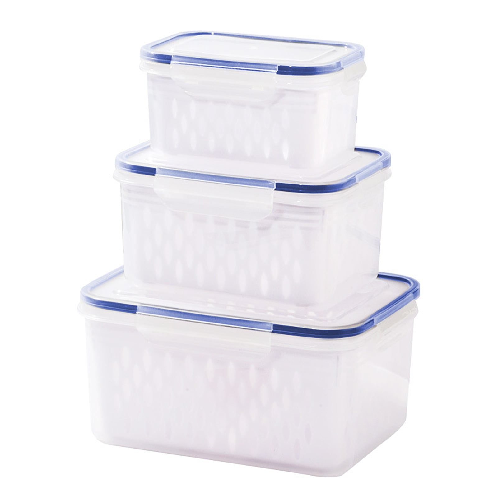 Shoreew 1/3Pcs Transparent Storage Box with Removable Colander Large ...