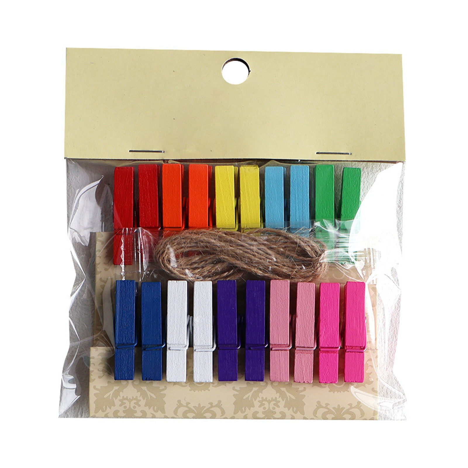 Shoreew 10/20Pcs Wooden Clothespin with Rope Home Classroom Photo ...