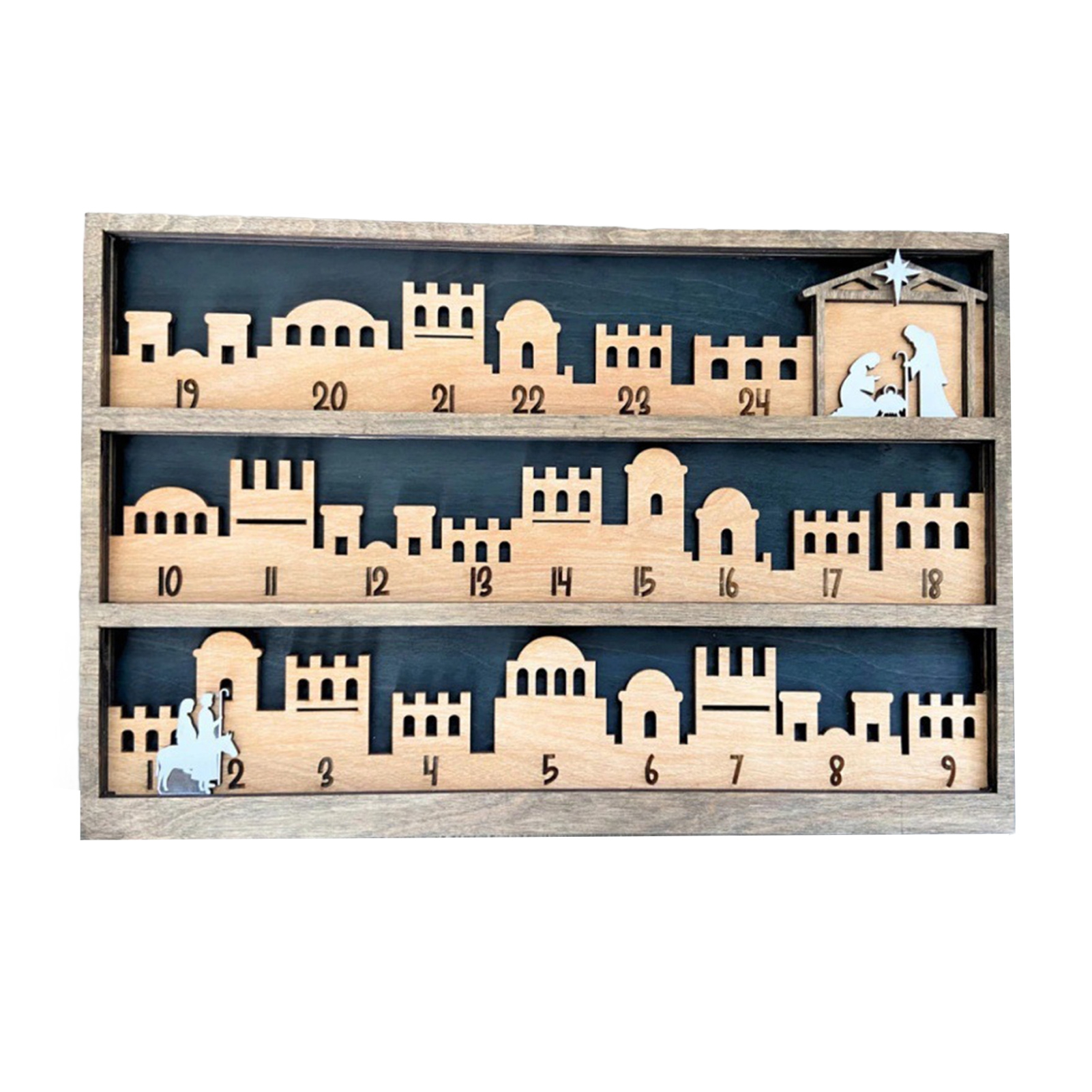 Shoreew 10" Christmas Nativity Advent Countdown Calendar Centered Day ...