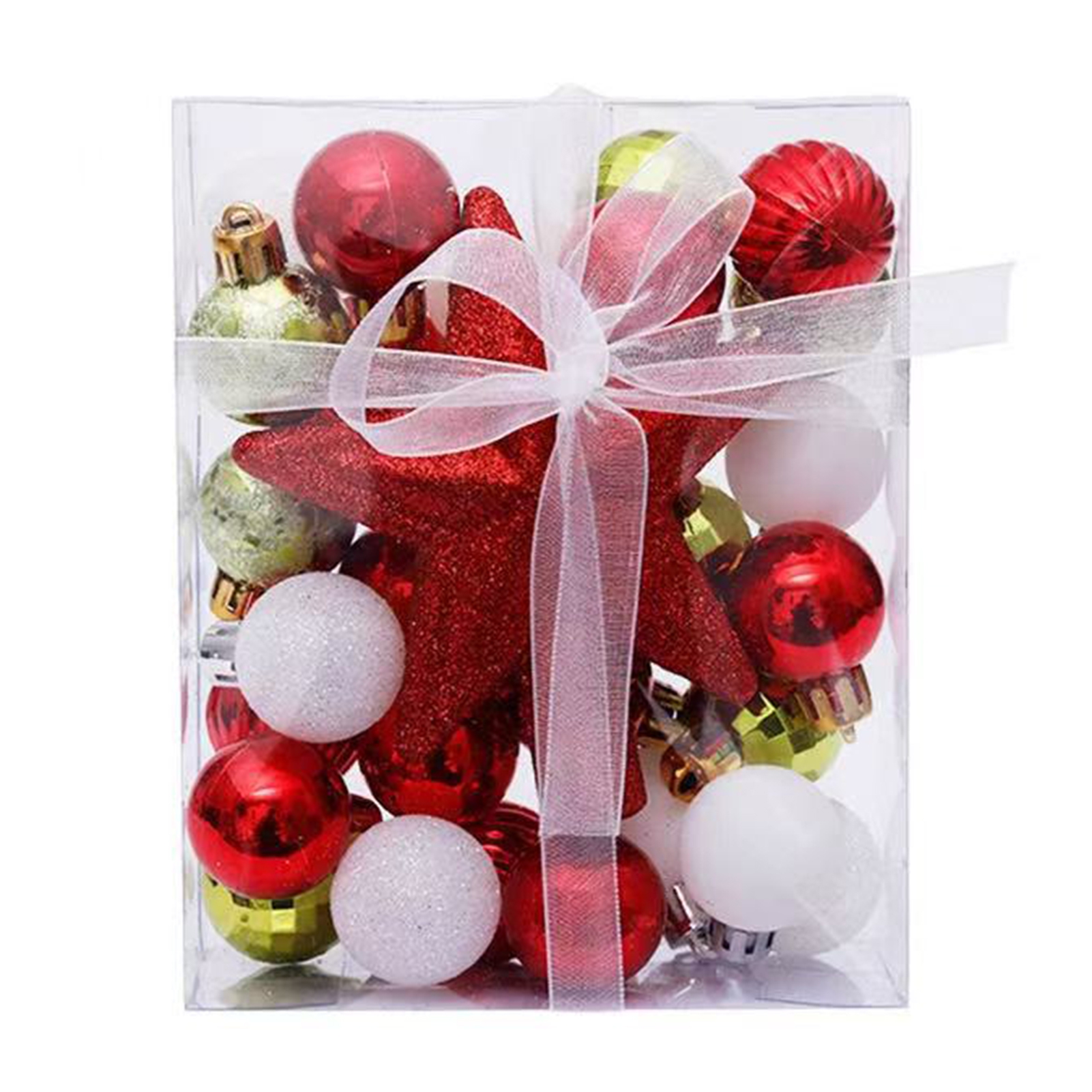 Shoreew 30 Pcs Mini Christmas Ball Ornaments Set 1.81 Inch Plastic ...