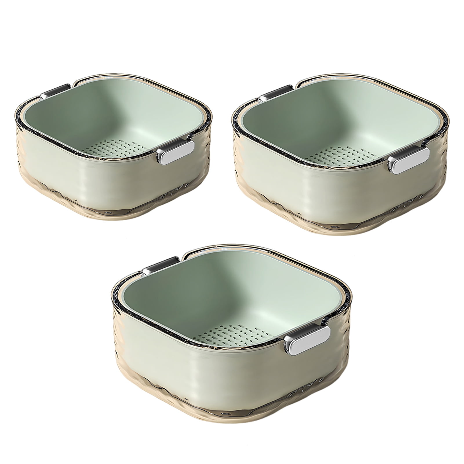 Shoreew 3Pcs/Set Kitchen Strainer Colander Bowl Stackable Drain Basket ...