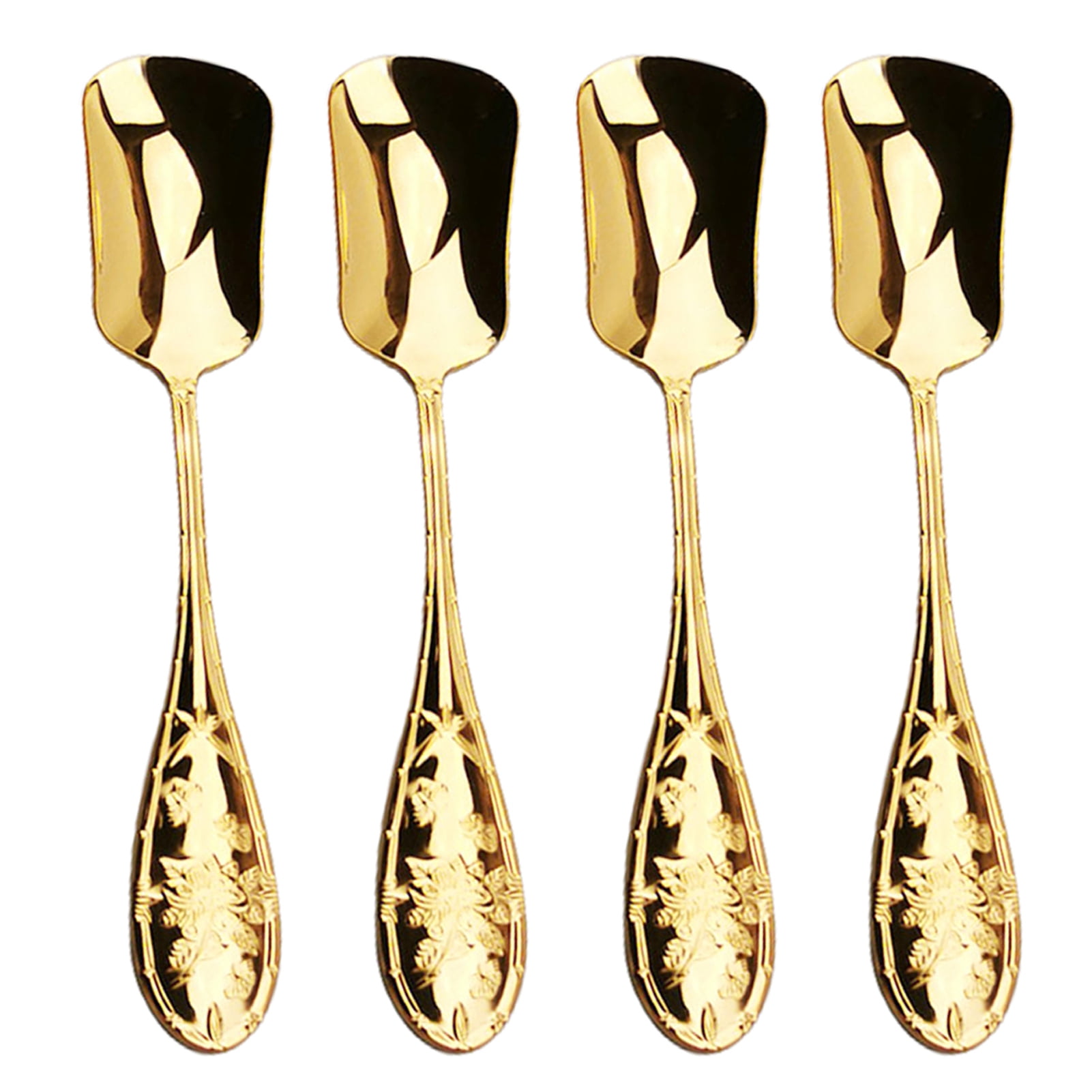 Shoreew 4Pcs Stainless Steel Ice Cream Spoons Retro Square Head Dessert ...