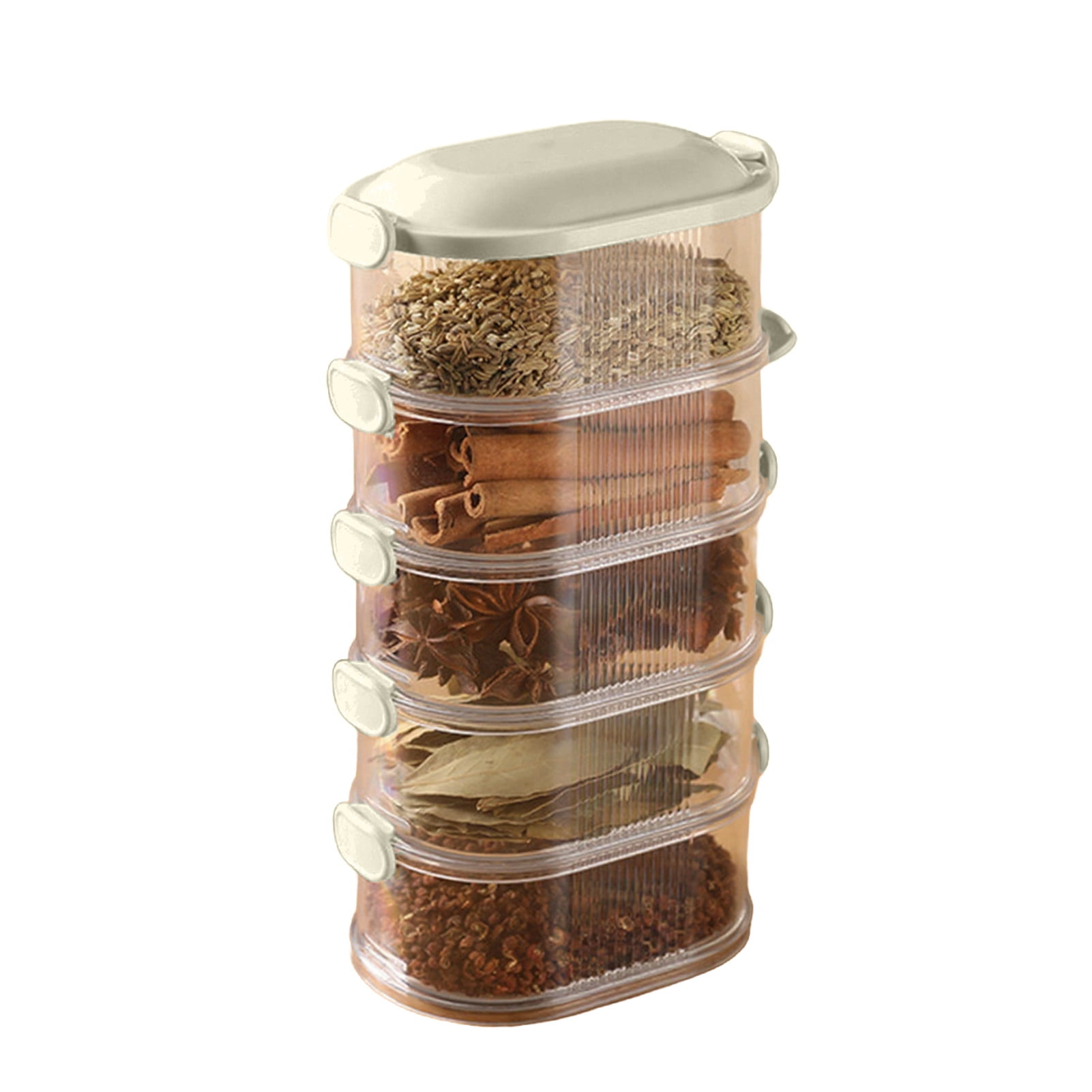 Shoreew 5-Tier Sealed Spice Organizer Stackable Spice Storage Boxes ...