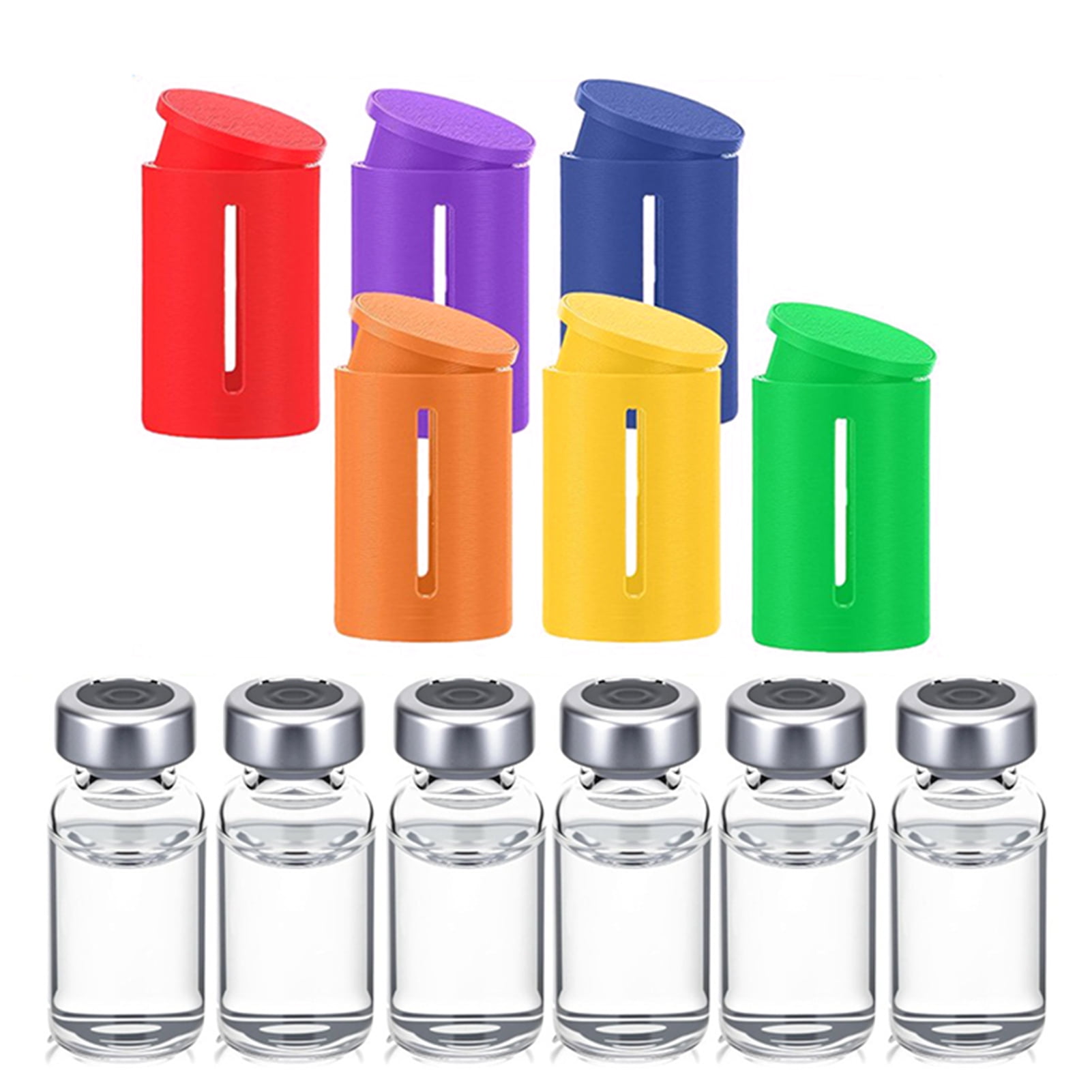 Shoreew 6 Sets 3ml Glass Vial Cap And Protector Reusable Leak-Proof ...