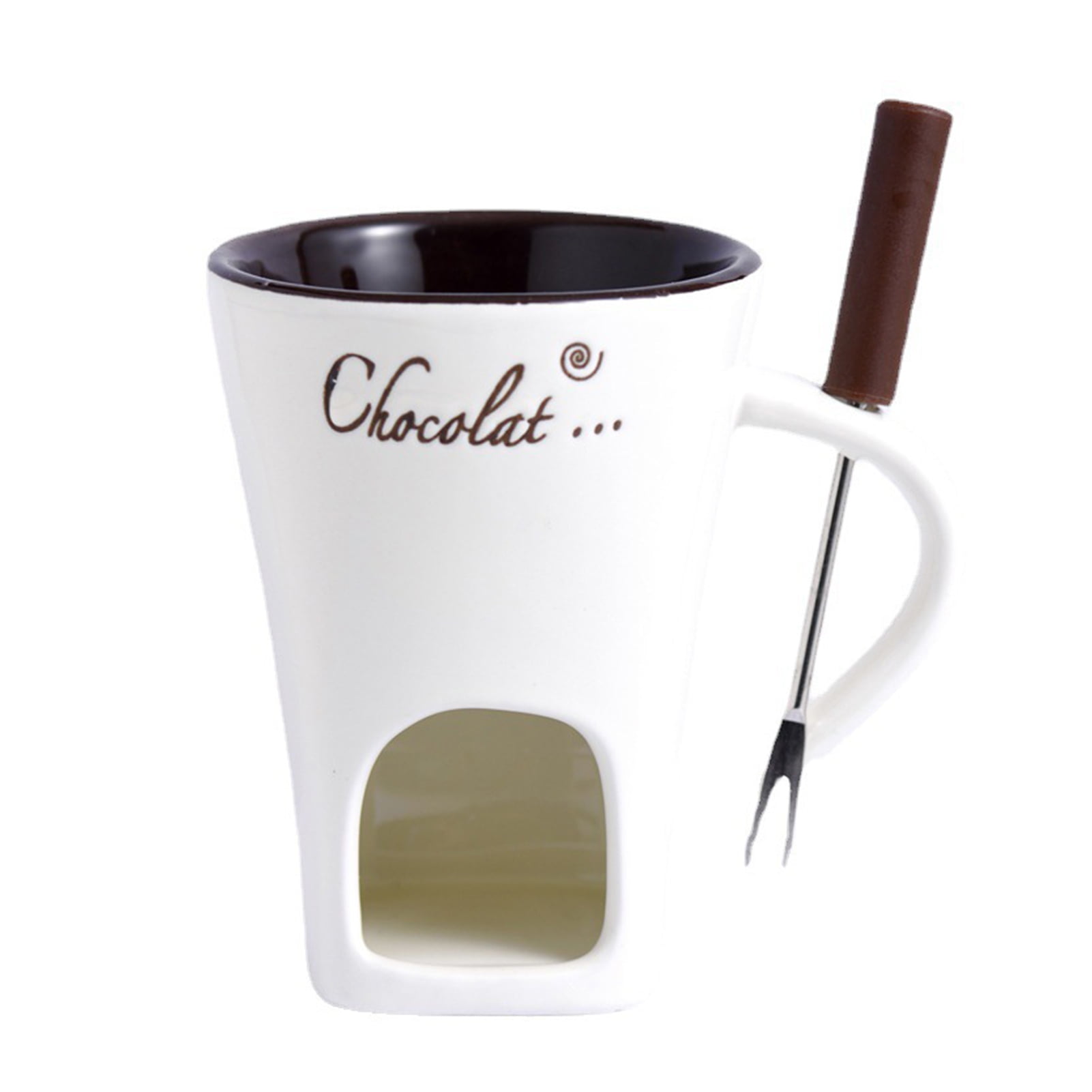 Shoreew Chocolate Fondue Mug with Forks Candle 130ml Ceramic Chocolate ...