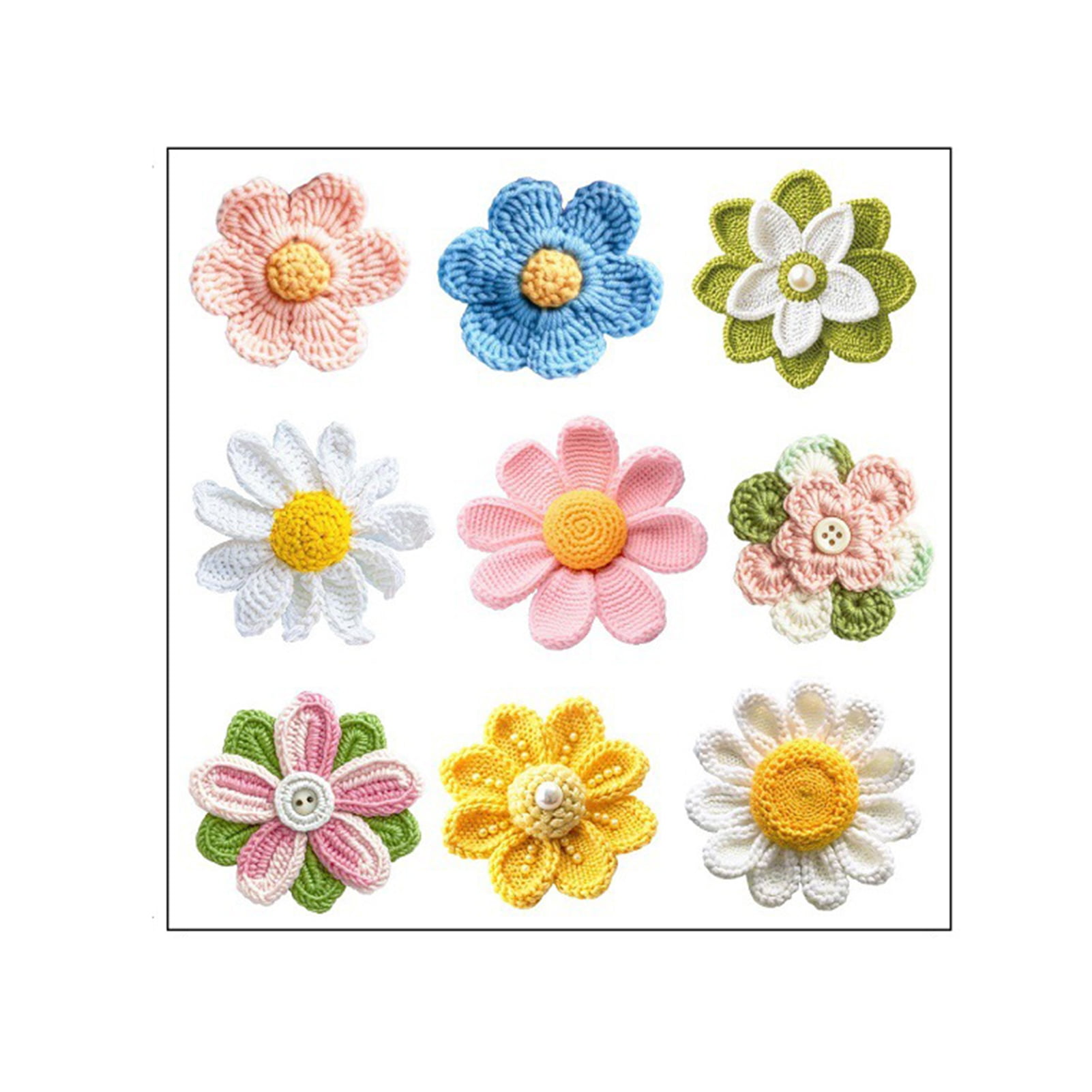 Shoreew Crochet Yarn Flower Window Cling Waterproof PVC Double-Sided ...