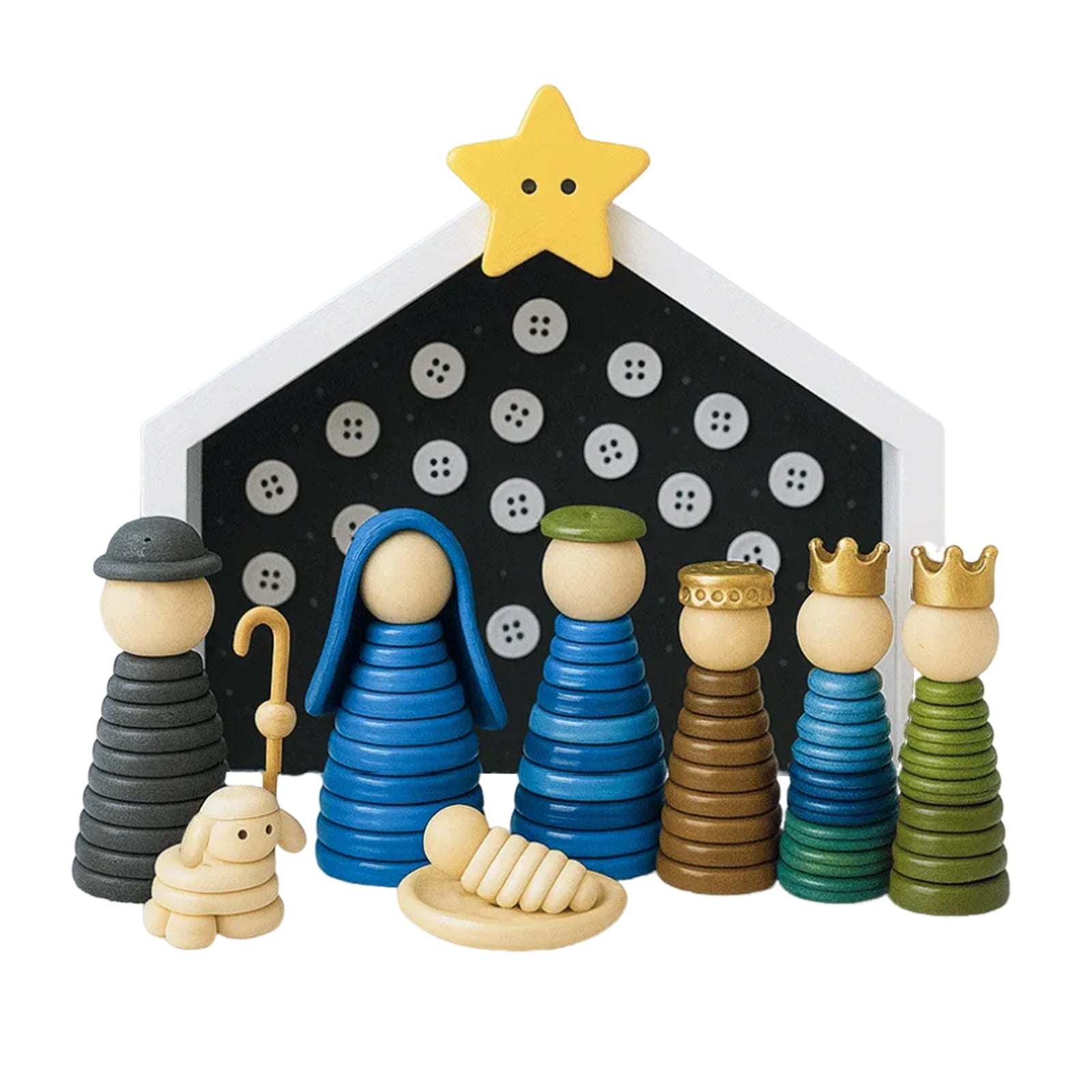 Shoreew DIY Button Nativity Scene Craft Kit with Buttons & Beads ...