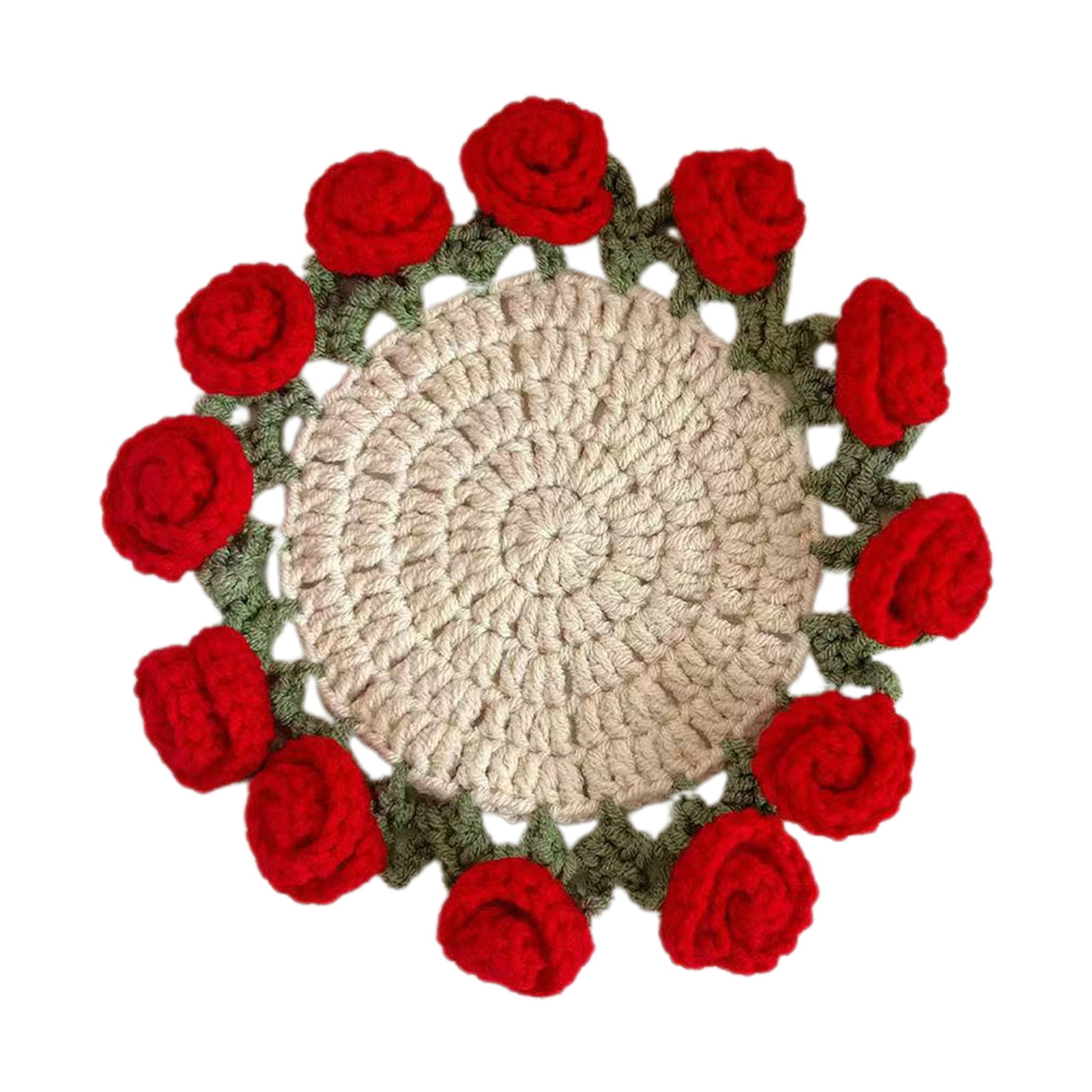 Shoreew DIY Crochet Coaster Kit with Rose Bouquet Design Shrink ...