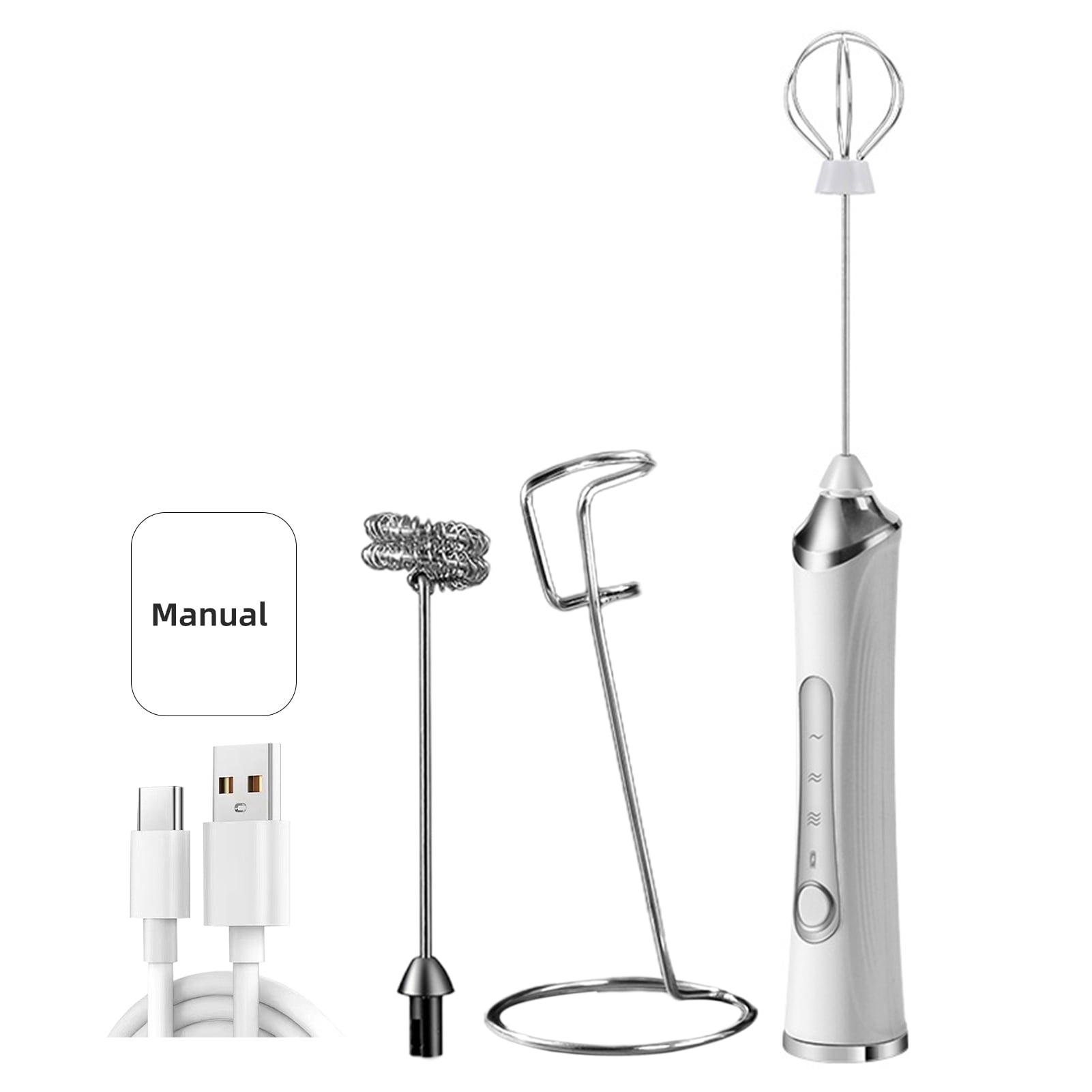 Shoreew Electric Milk Frother Rechargeable Egg Beater 3 Speeds Wireless ...