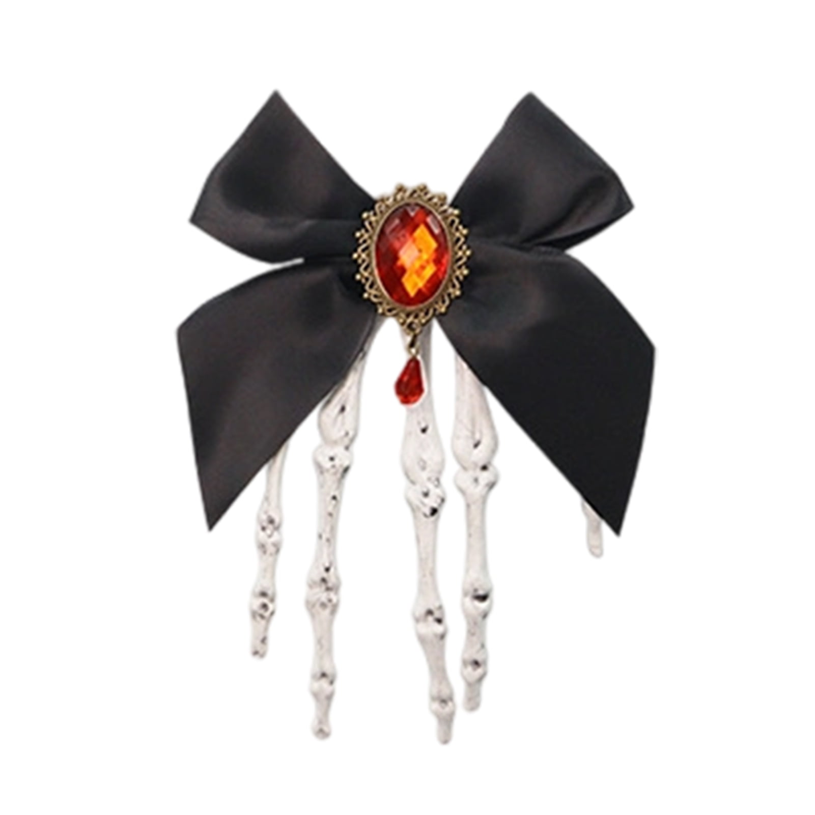 Shoreew Halloween Skeleton Hand Hair Clips with Bowknot Faux Crystal ...