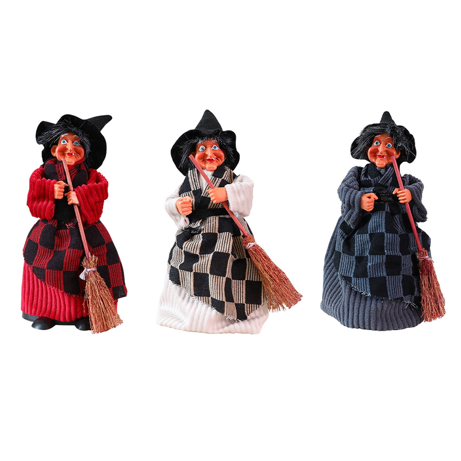 Shoreew Halloween Witch Doll Standing Witch Figure Holding Broomstick ...