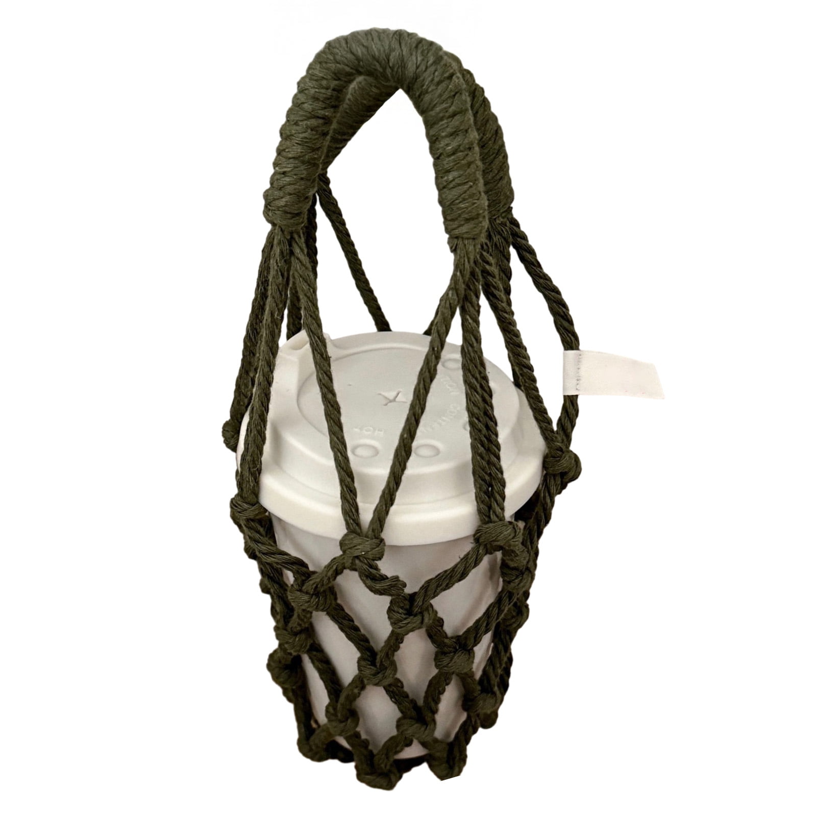 Shoreew Handwoven Cup Sling Bag Hand Knitted Reusable Coffee Cup Holder ...