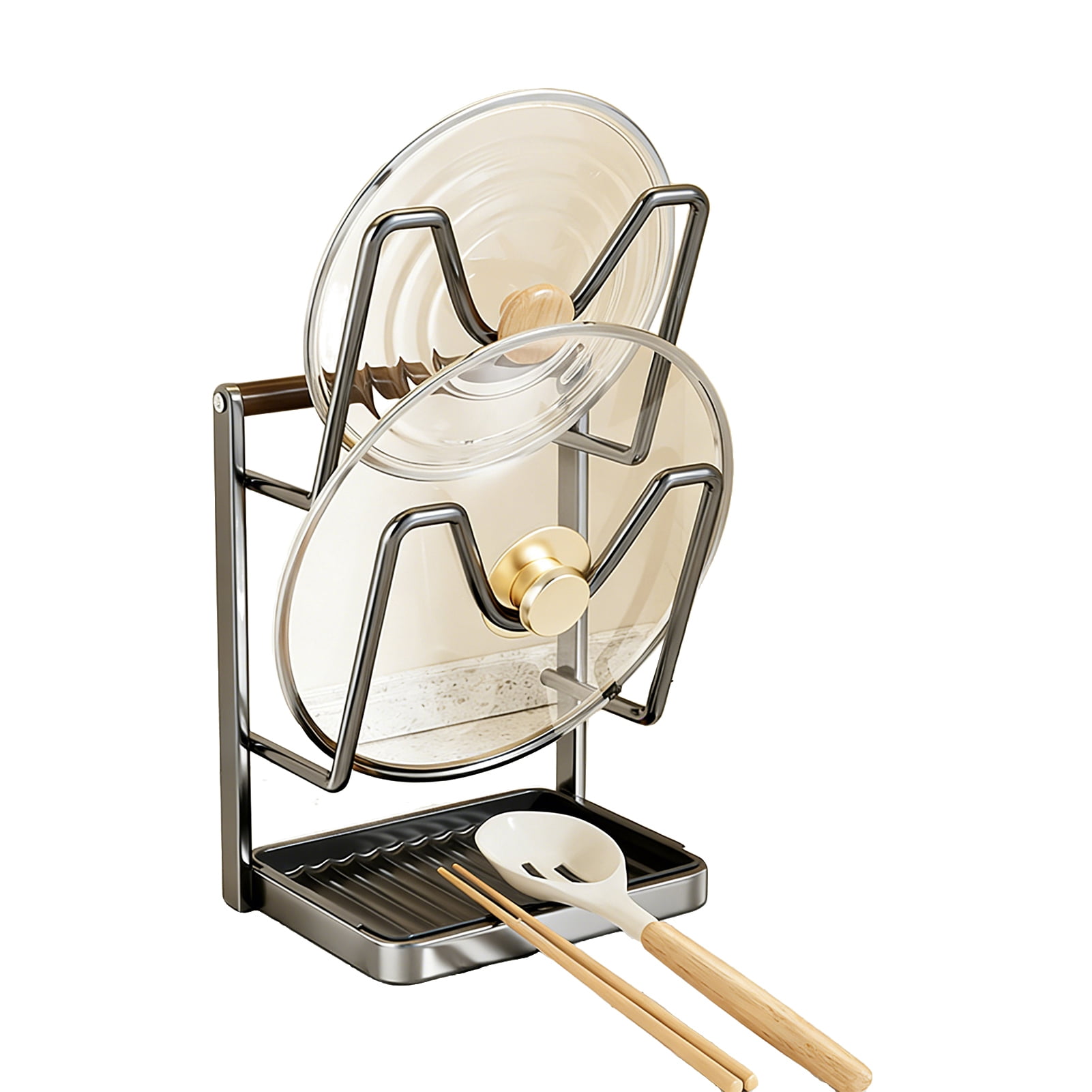 Shoreew Kitchen Pot Lid Storage Rack Carbon Steel Pot Lid Holder While ...