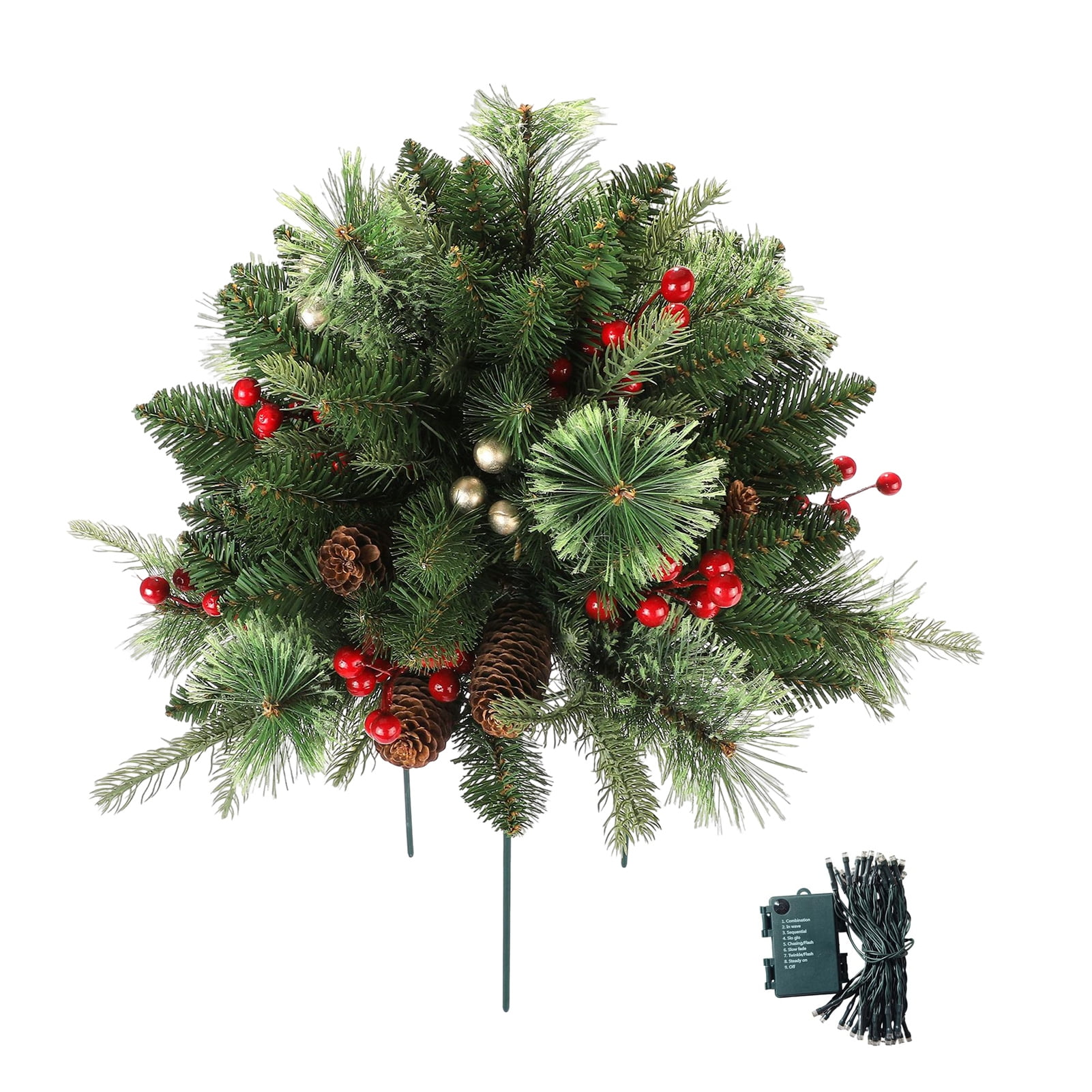 Shoreew Lighted Artificial Christmas Urn Filler Battery Operated Pre ...