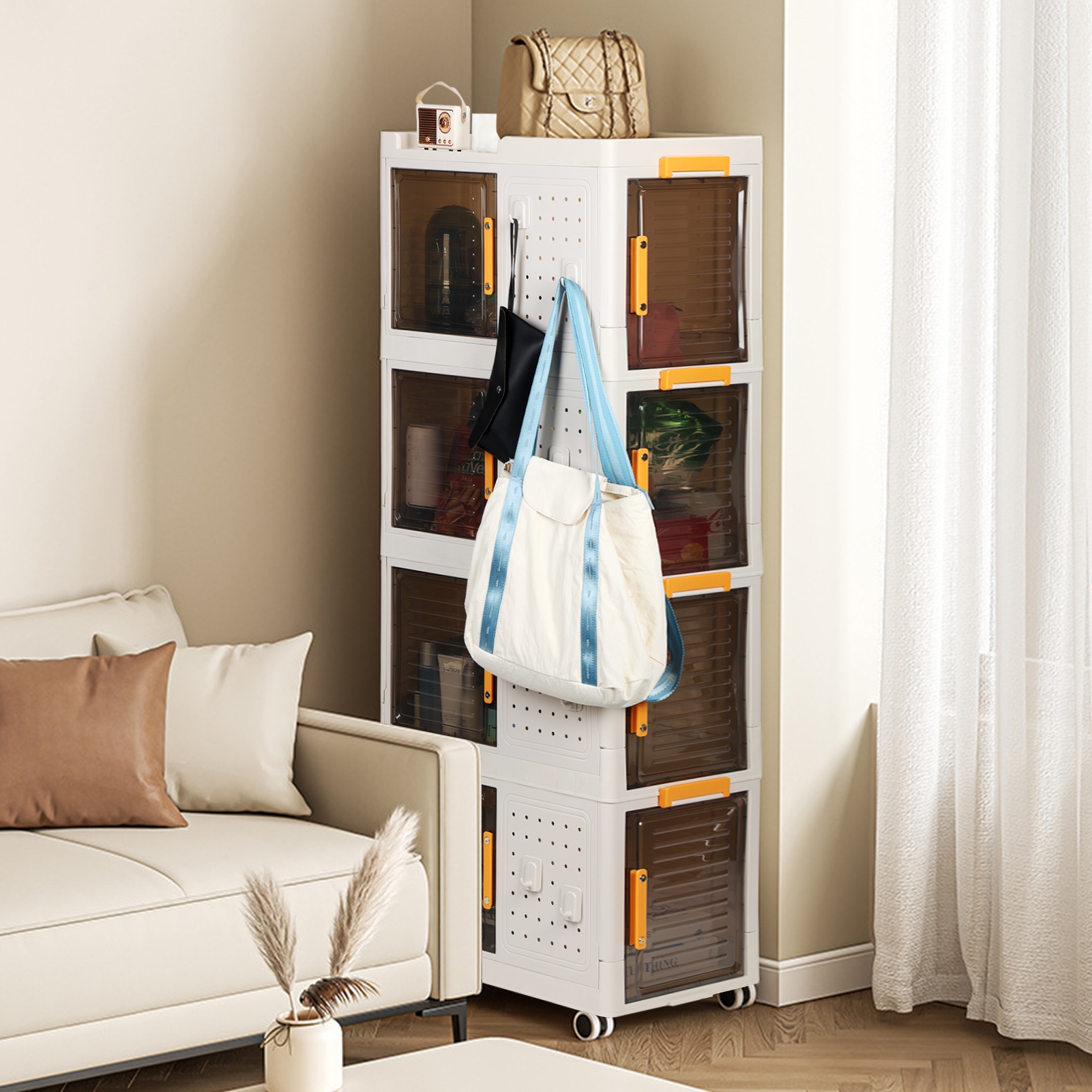 Shoreew Lockers Storage cabinet, 140×50cm,Plastic Storage Bins foldable ...