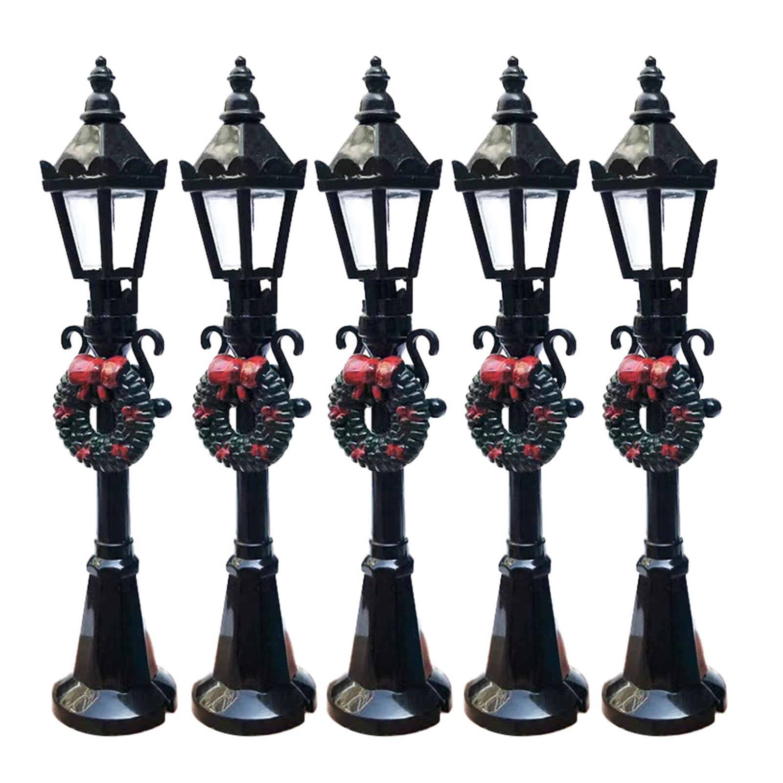 Shoreew Mini Street Light Retro Miniature Streetlight with Xmas Wreath ...