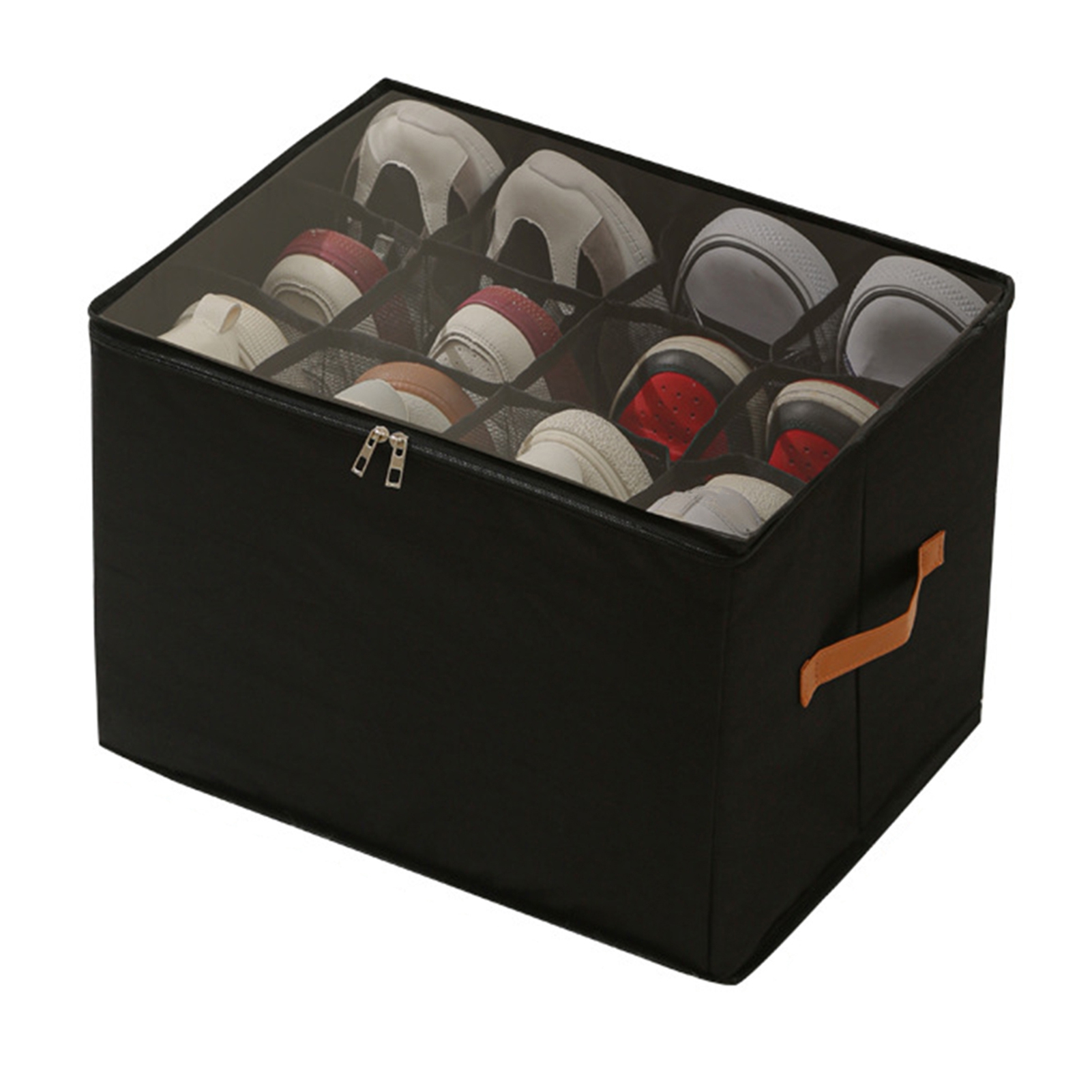 Shoreew Shoe Storage Box with Transparent Cover Zipper Closure Large ...