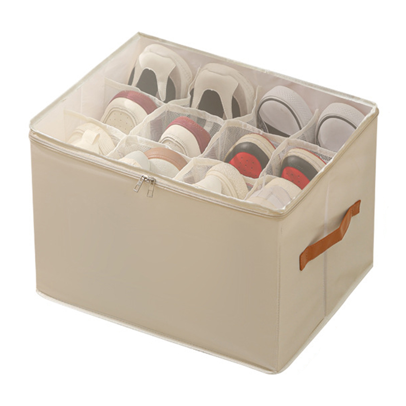 Shoreew Shoe Storage Box with Transparent Cover Zipper Closure Large ...