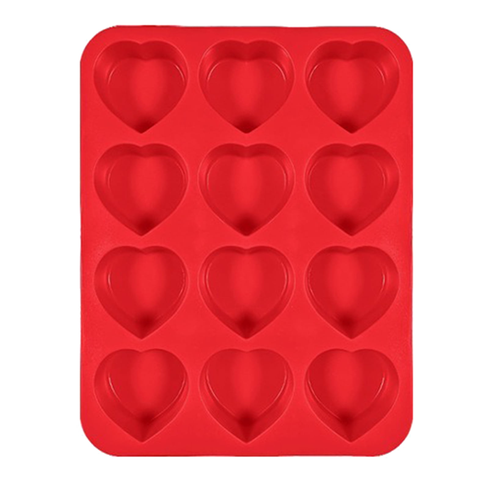 Shoreew Silicone Muffin Pan 12-Cup Heart Cupcake Pan Non-stick Cake ...