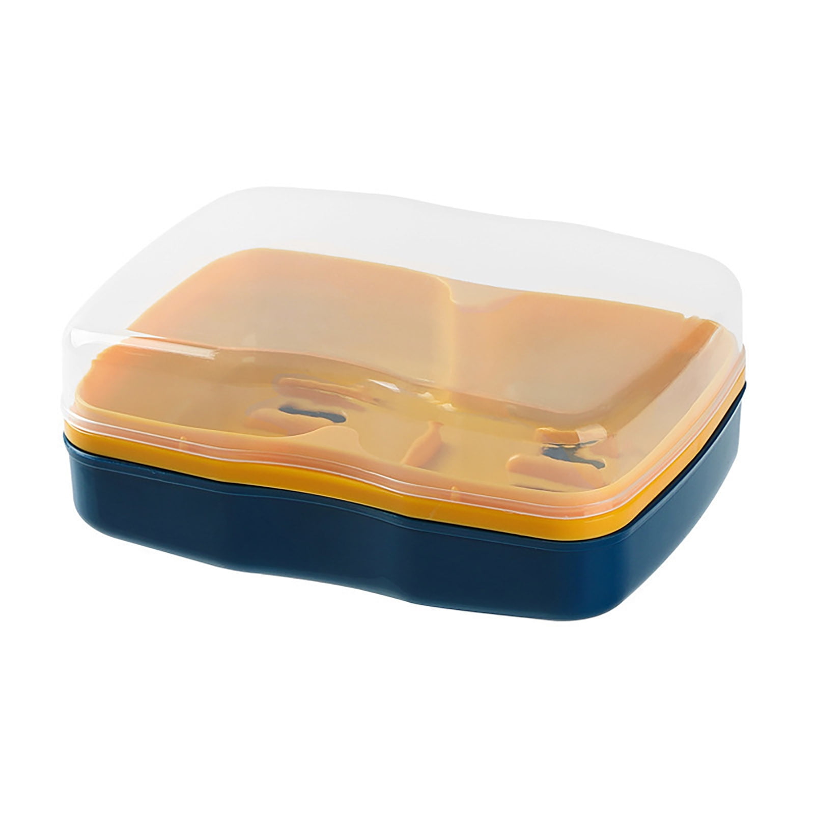 Shoreew Soap Dish Dual Compartments Clear Dust-proof Lid Double Layers ...