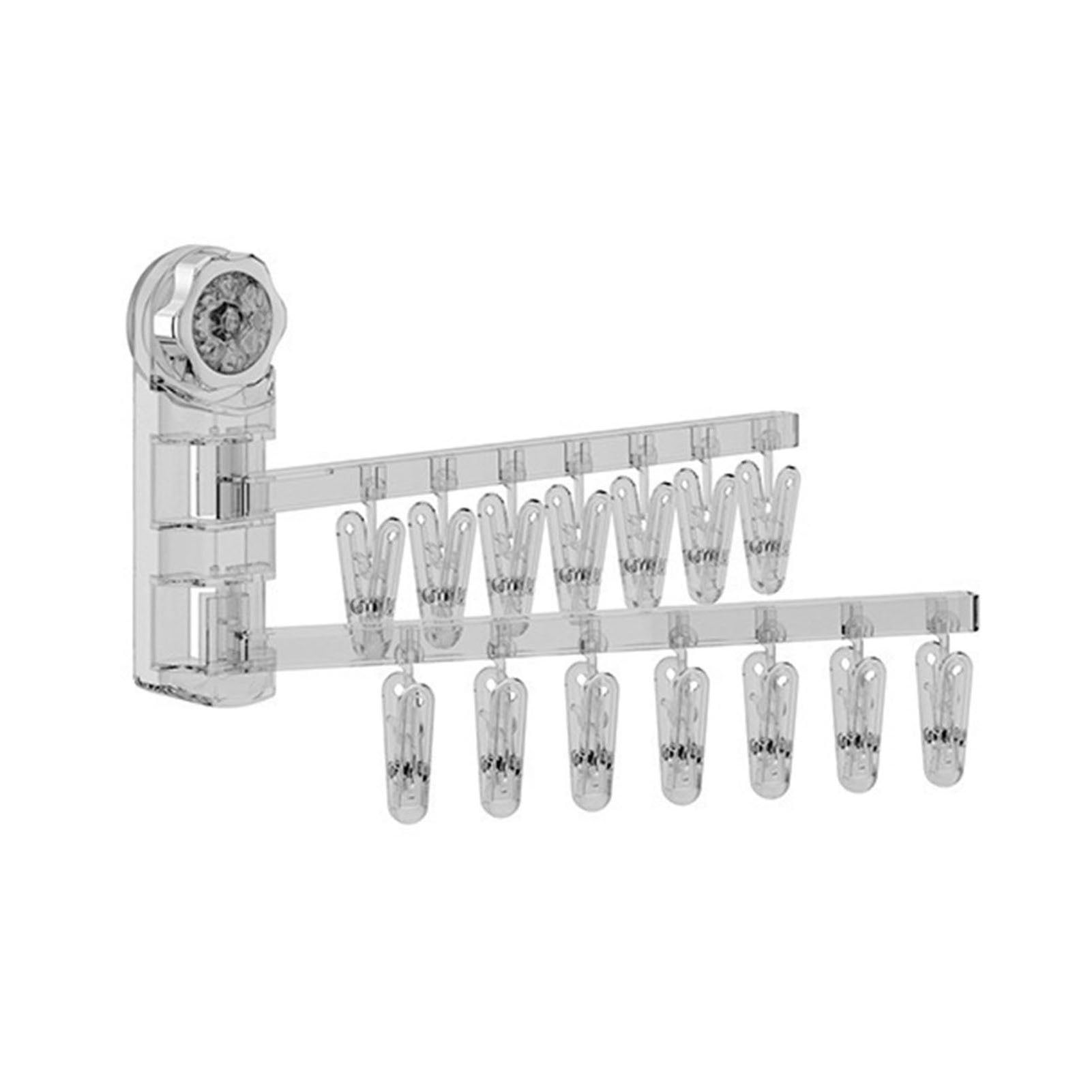 Shoreew Sock Drying Rack Wall Mounted Rotate Drying Hangers 28 Clips ...