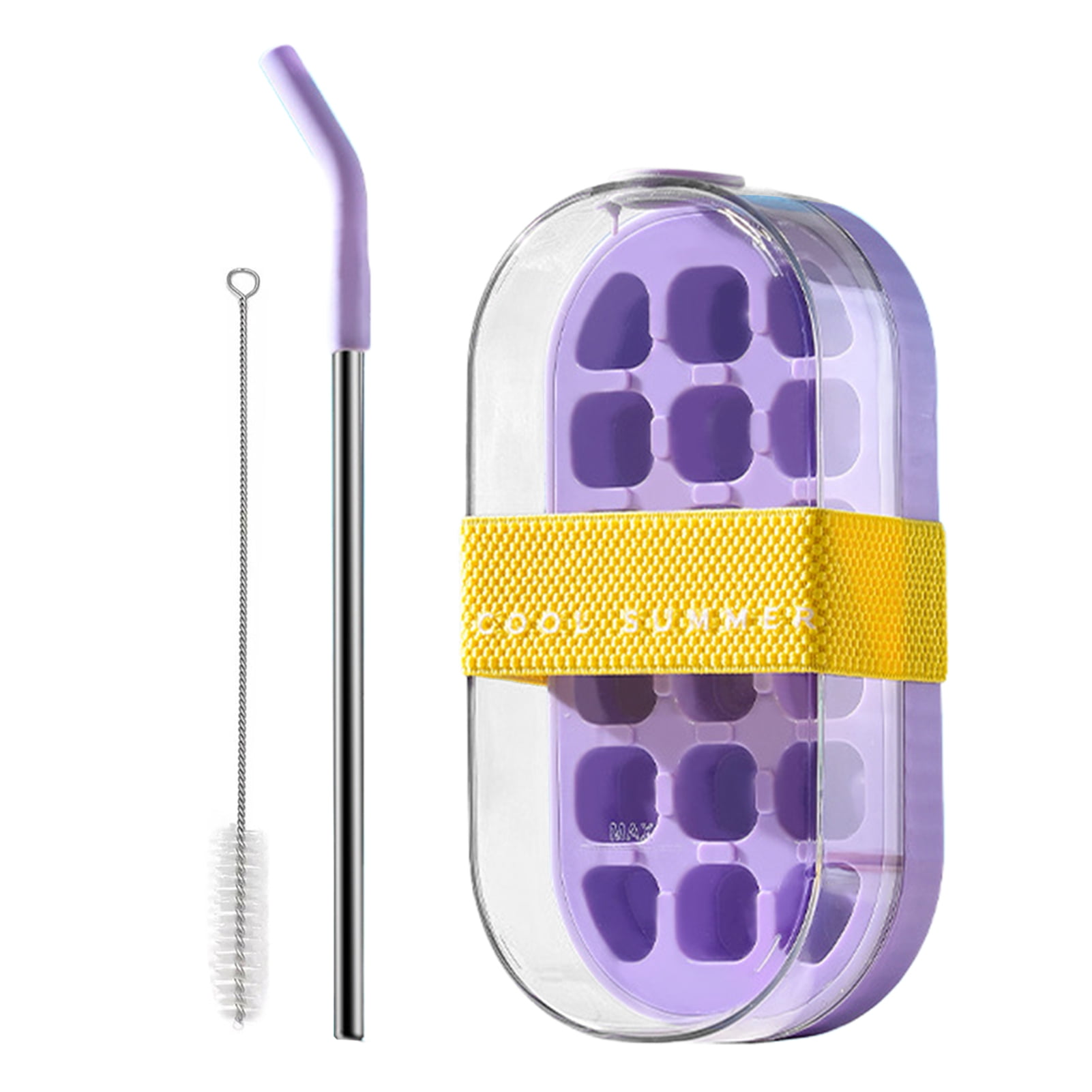 Shoreew Water Bottle Ice Tray with Straw One-Click Release 2-in-1 Ice ...