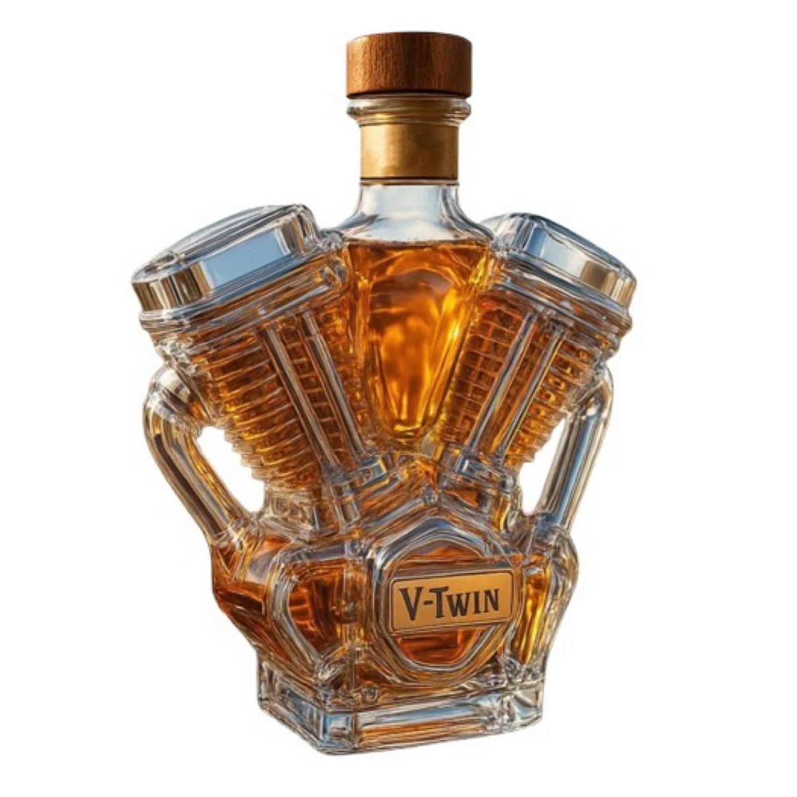 Shoreew Whiskey Bottle Motorcycle Engine Decanter Handmade Glass Bottle ...