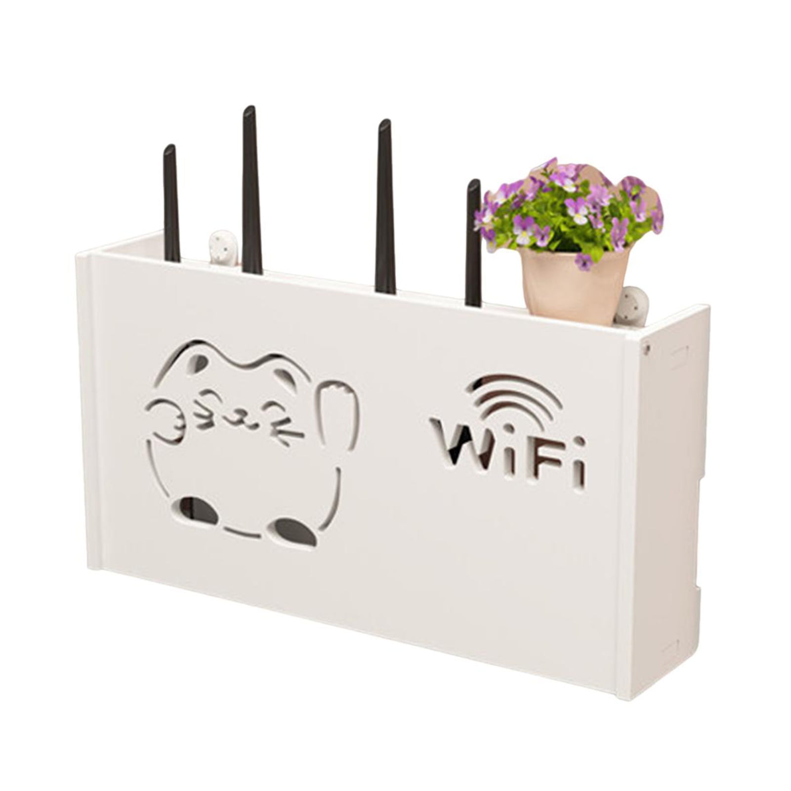 Shoreew WiFi Router Storage Box Wall Mount Wooden Router Shelf ...