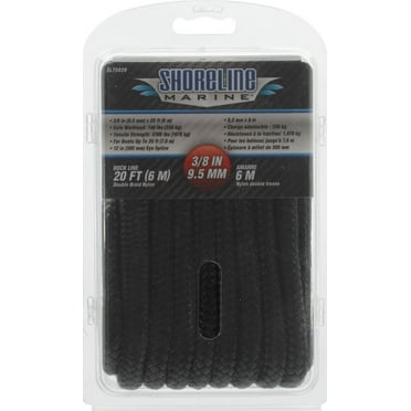 Shoreline Marine Double Braided Nylon Dock Line, 3/8 in x 20 ft, White ...