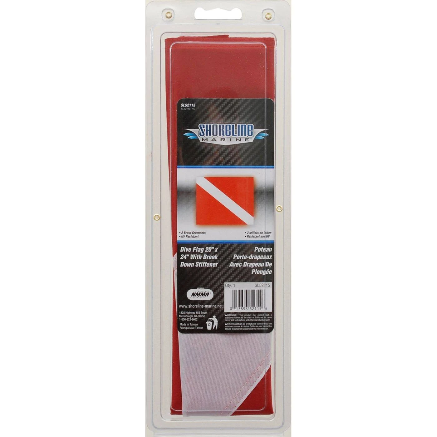 Shoreline Marine Red Dive Flag With White Stripe, 20 x 24 inches ...