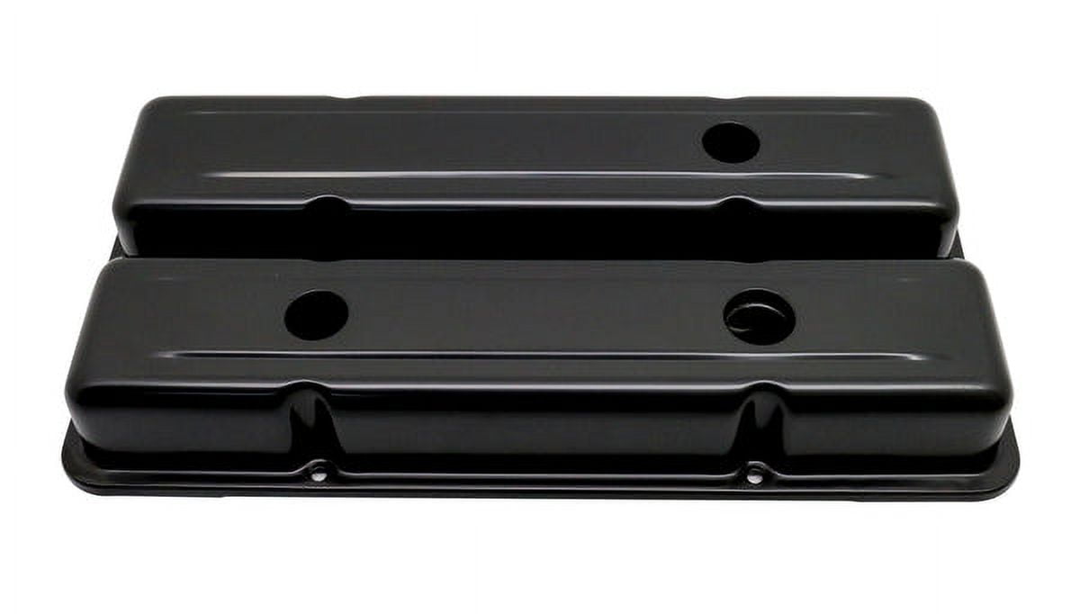 Short 2-5/8" Black Steel Valve Covers For 1958-86 Chevy Small Block SBC ...