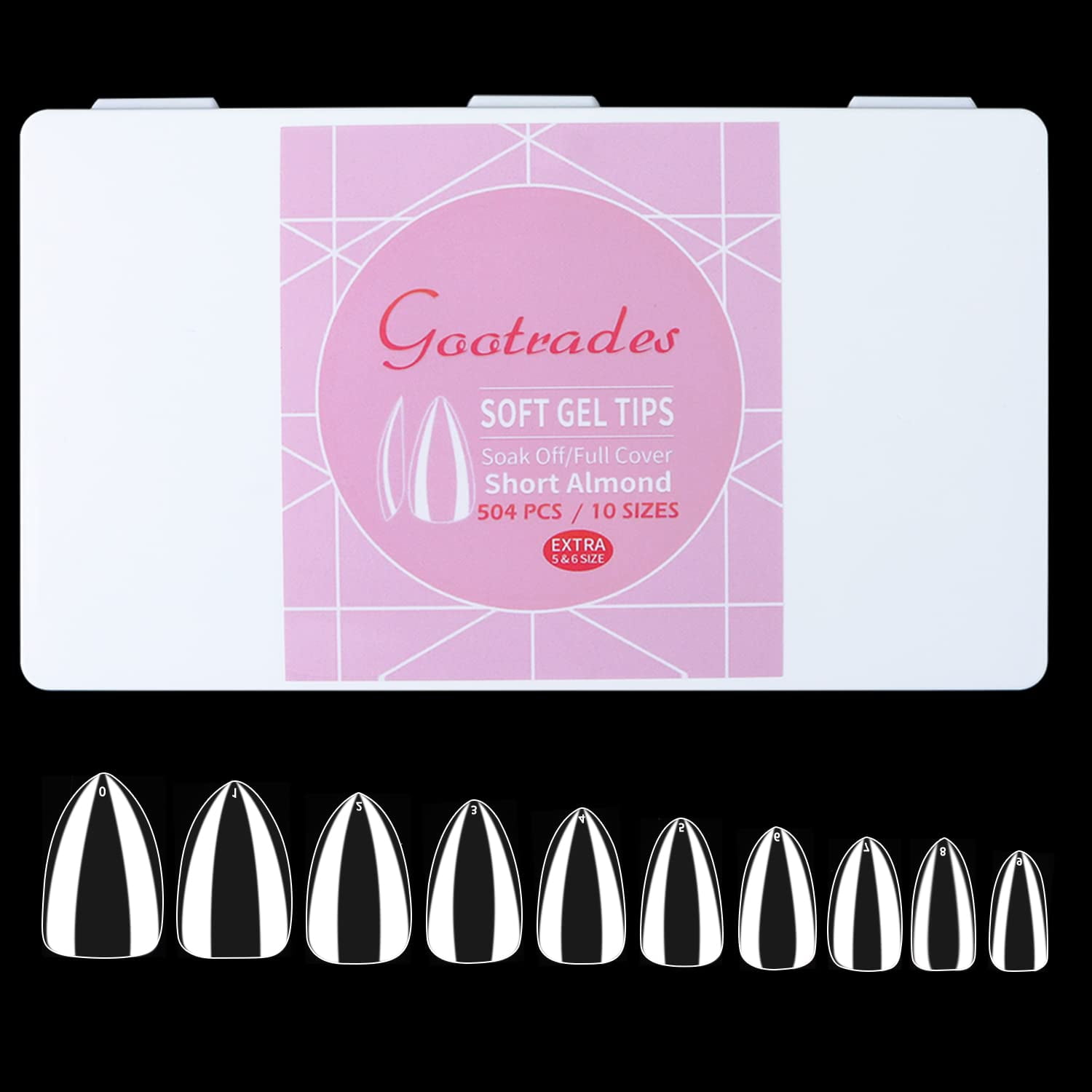 Short Almond Gel x Nail Tips Extension, 504PCS S Almond Soft Gel Full ...