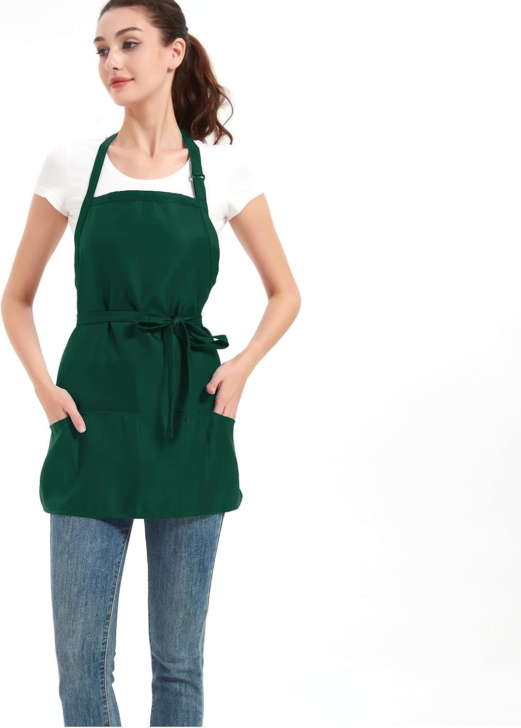 Short Aprons for Women with 3 Pockets，Waterproof Chef Apron for Cooking ...