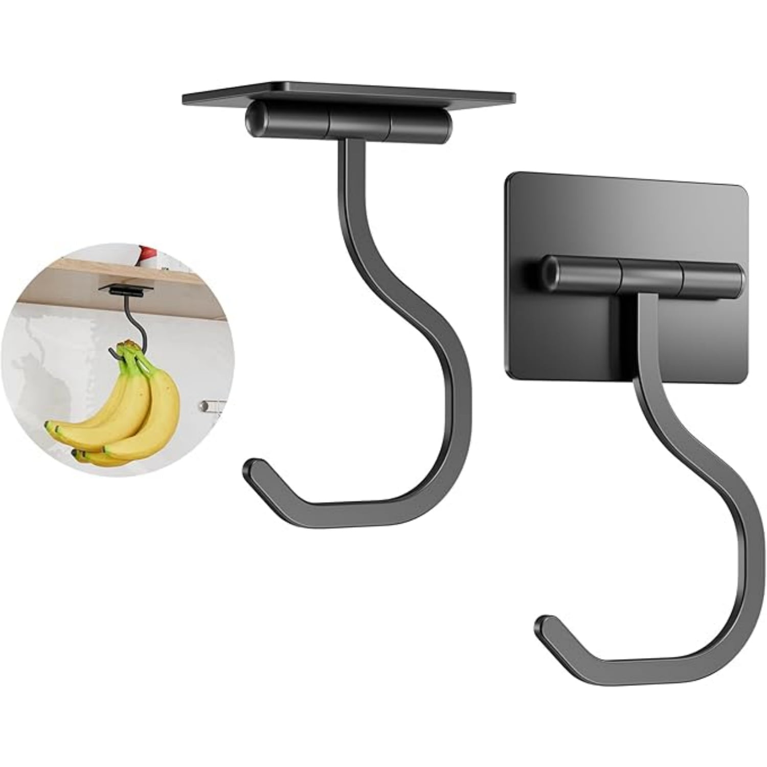 Short Banana Hook Under Cabinet - 2 Pack Adhesive Banana Hanger Under ...