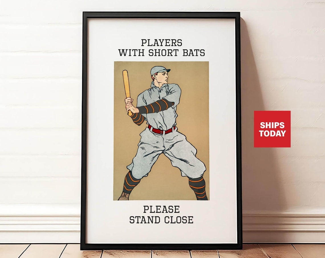 Short Bats Bathroom Print Retro Baseball Bathroom Art Sports Bathroom ...