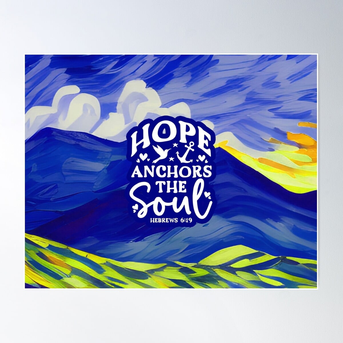 Short Bible Verses - Hebrews 6:19 - Abstract Deep Blue Mountain ...