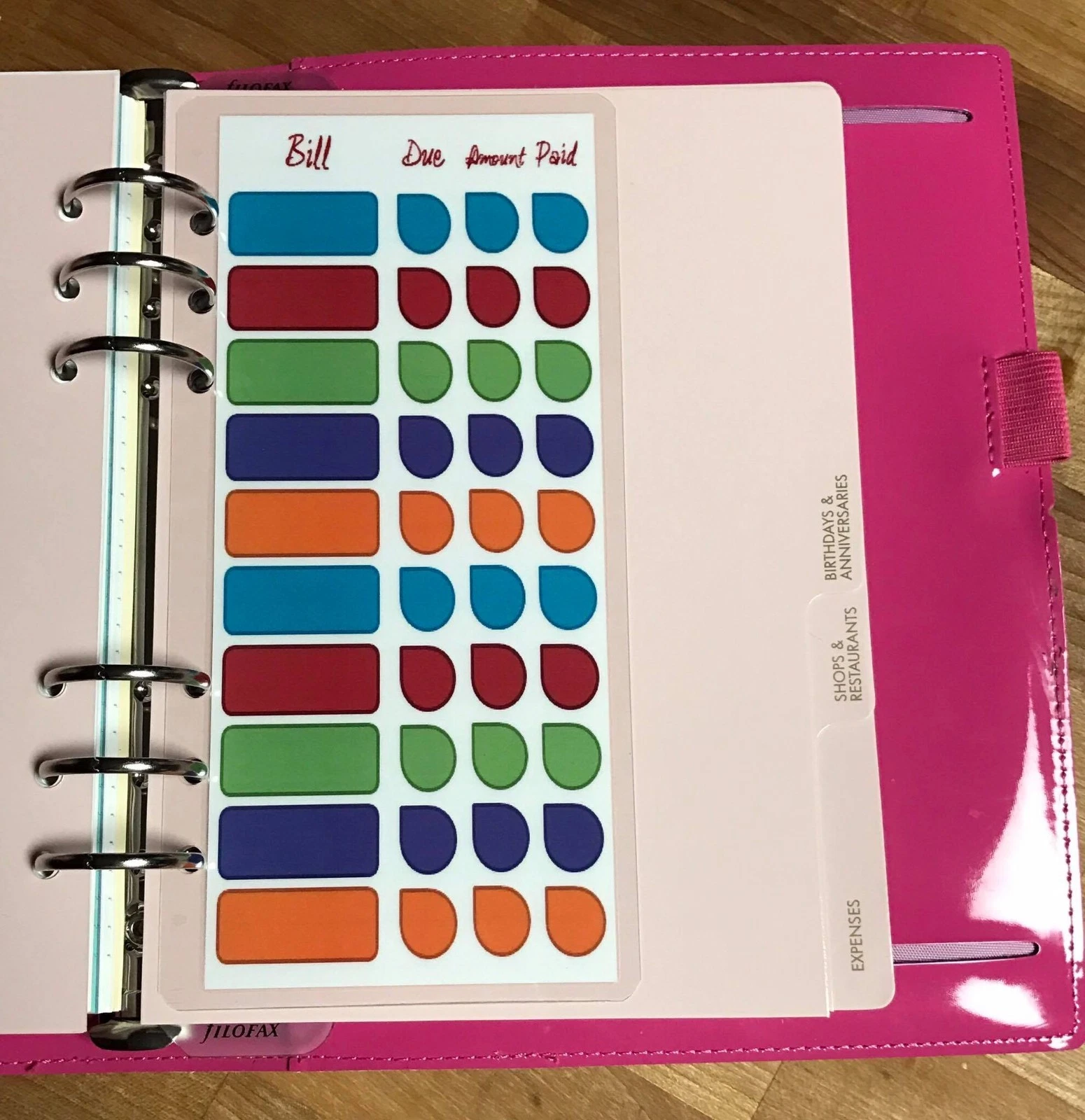 (Short) Bills To Pay Two-Sided Dashboard 4 Use With A5 Filofax ...