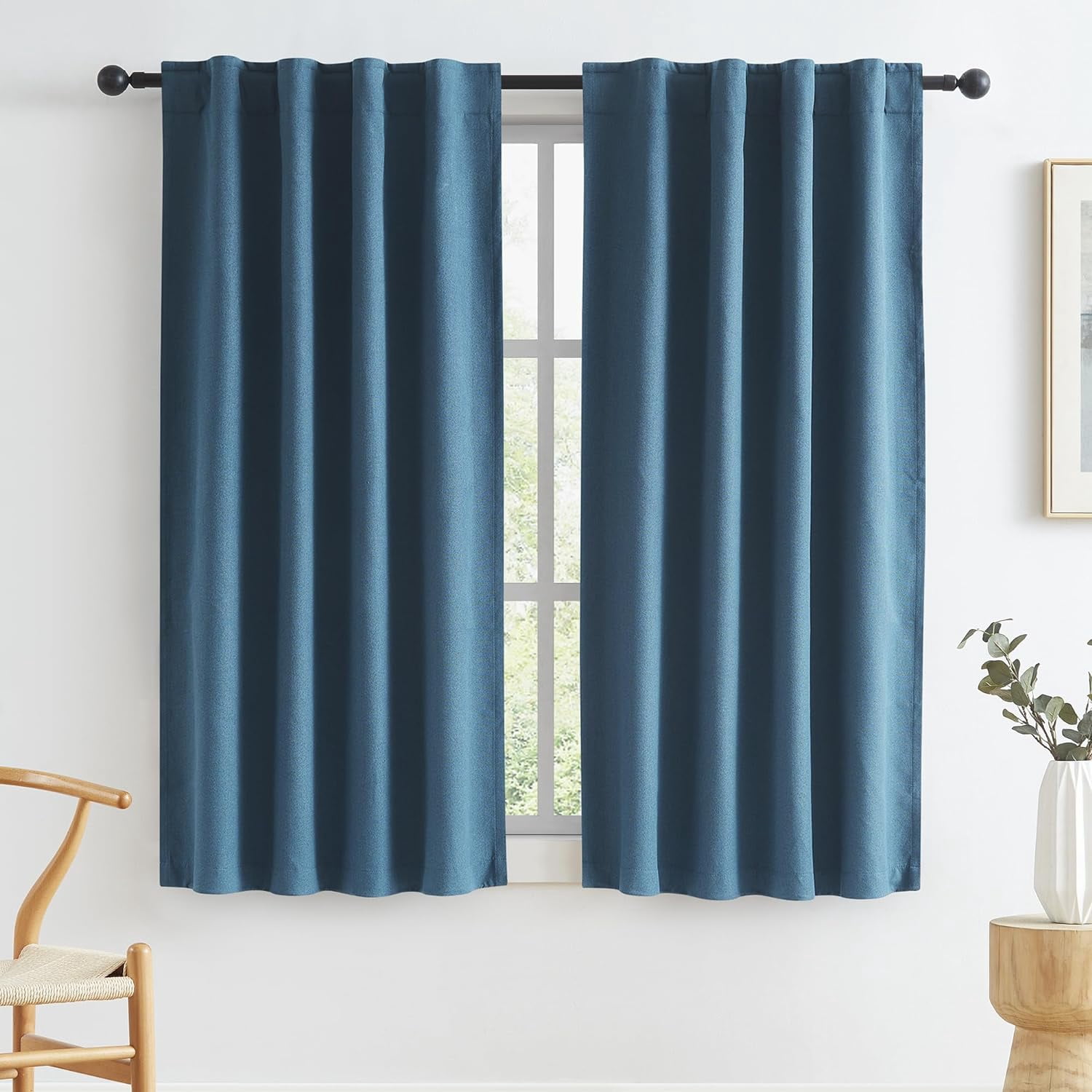 Short Blackout Curtains Denim Blue - 45 Inch Windwo Blinds & Shades for ...