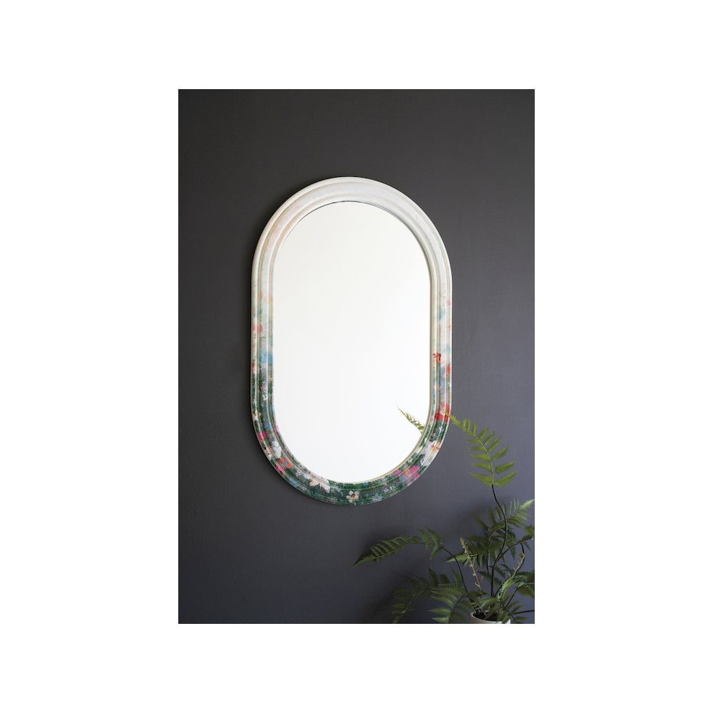 Ivy Deco Floral Painted Oval Framed Mirror - Walmart.com